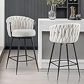 Amazon.com: PrimeZone Swivel Bar Stools Set of 2, 26 Inch Counter Height Barstools, Black Faux ...