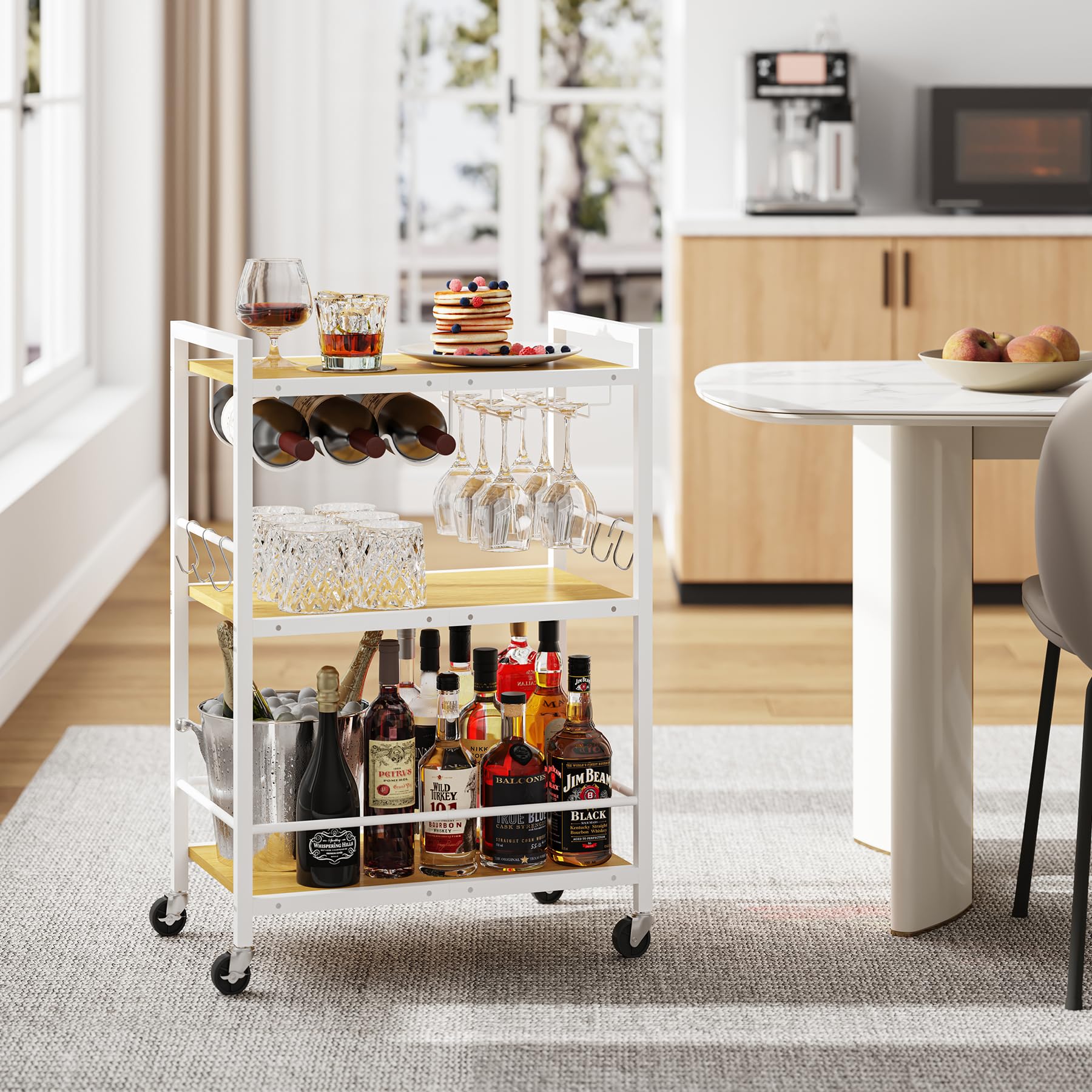 TUTOTAK Bar Cart, Serving Cart for Home, Microwave Cart, Drink Cart ...