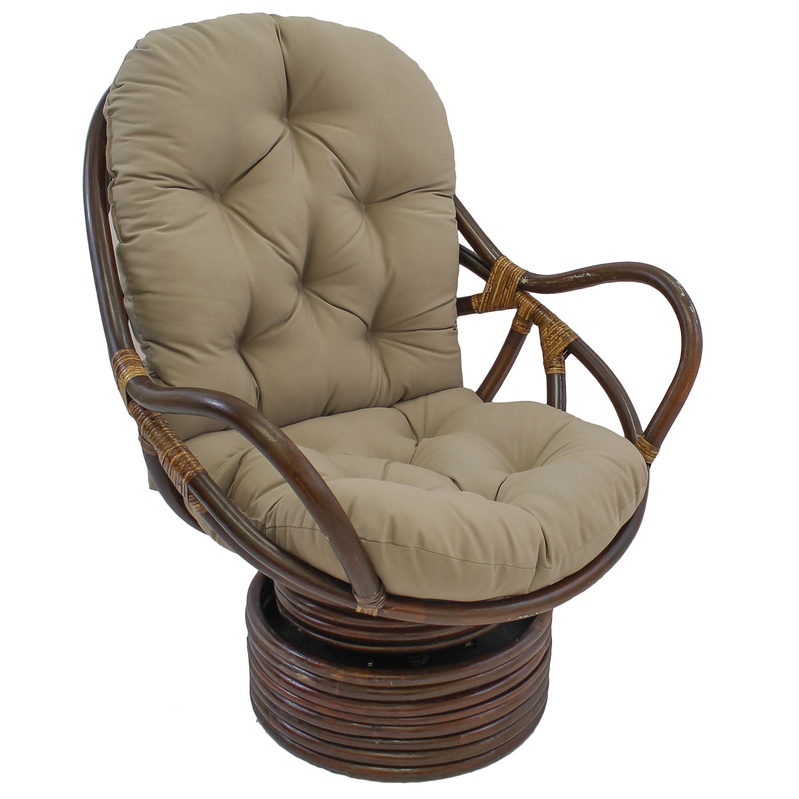 Blazing Needles Solid Twill Swivel Rocker Chair Cushion, Toffee ...