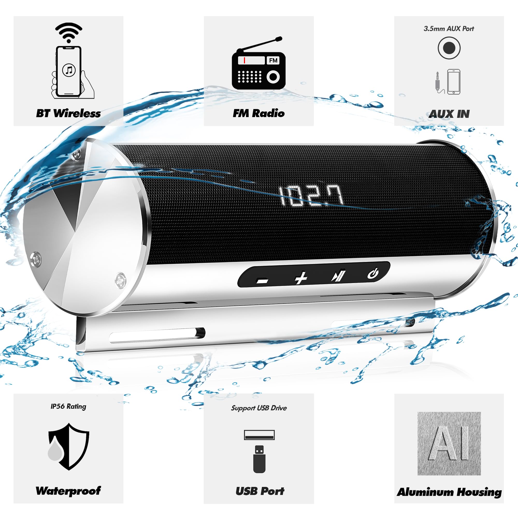 Mua GoHawk RD8-X Waterproof Motorcycle Bluetooth Stereo 2 Speakers 300W ...