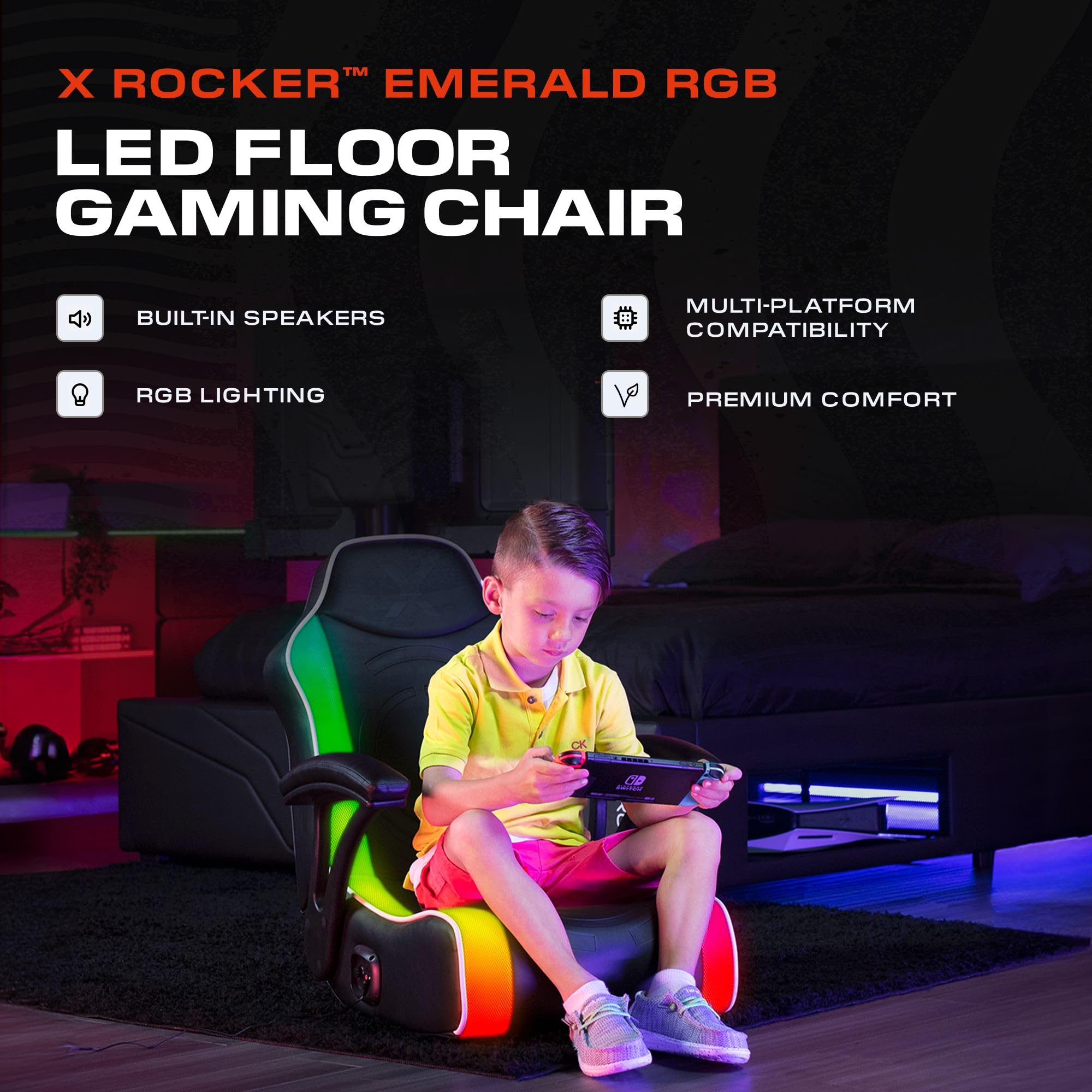 Mua X Rocker Video Gaming Floor Rocker Chair, Built-in Audio, Foldable ...