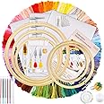 Caydo Hand Embroidery Kit with 100 Colors Threads, 40 Sewing Pins, 3 ...