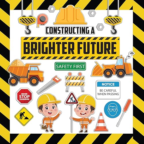 Decorably 81 Pcs Cutouts Construction Bulletin Board Set with Borders ...