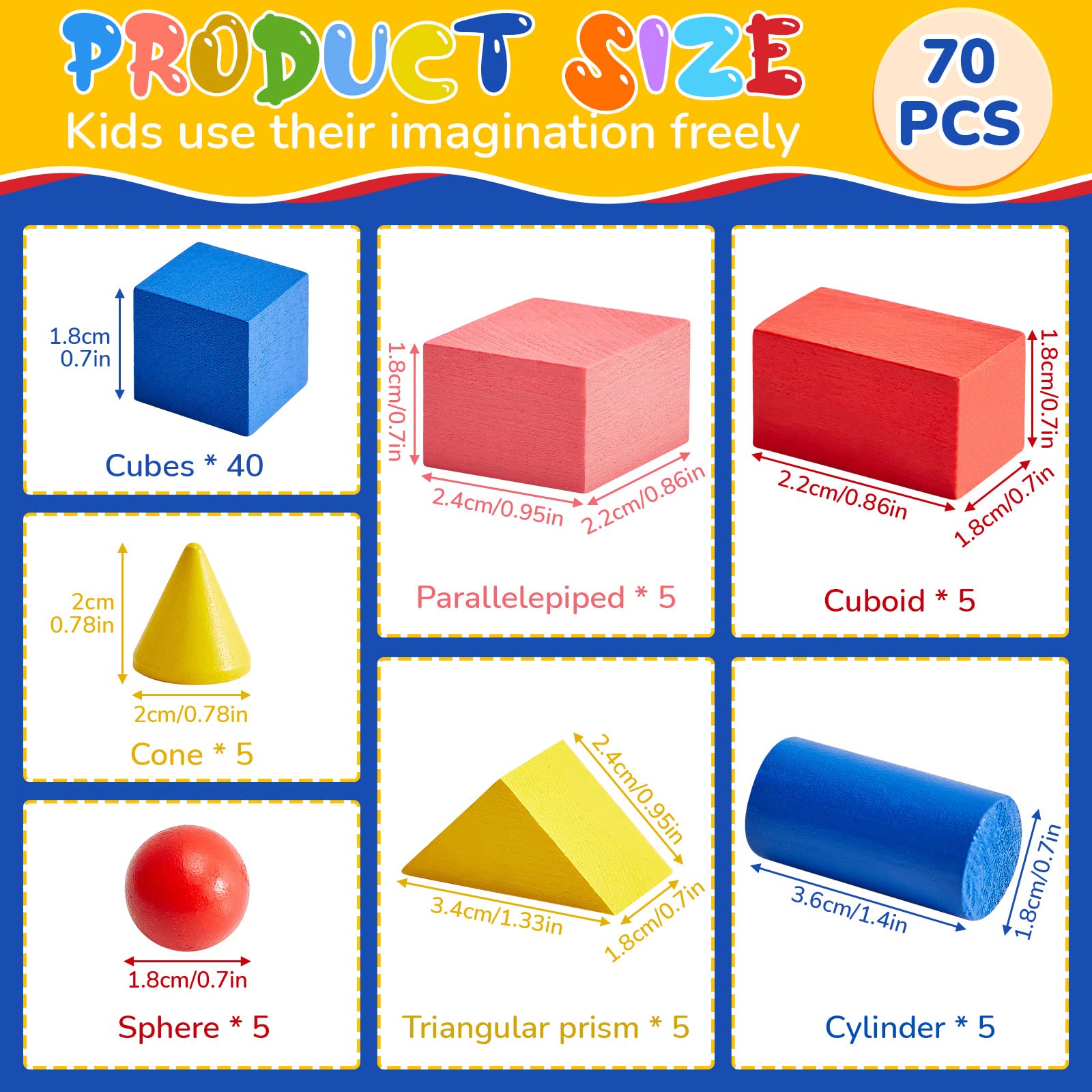 Mua Deekin 70 Pcs Wood Geometric Solid Mini 3D Shapes for Teaching ...
