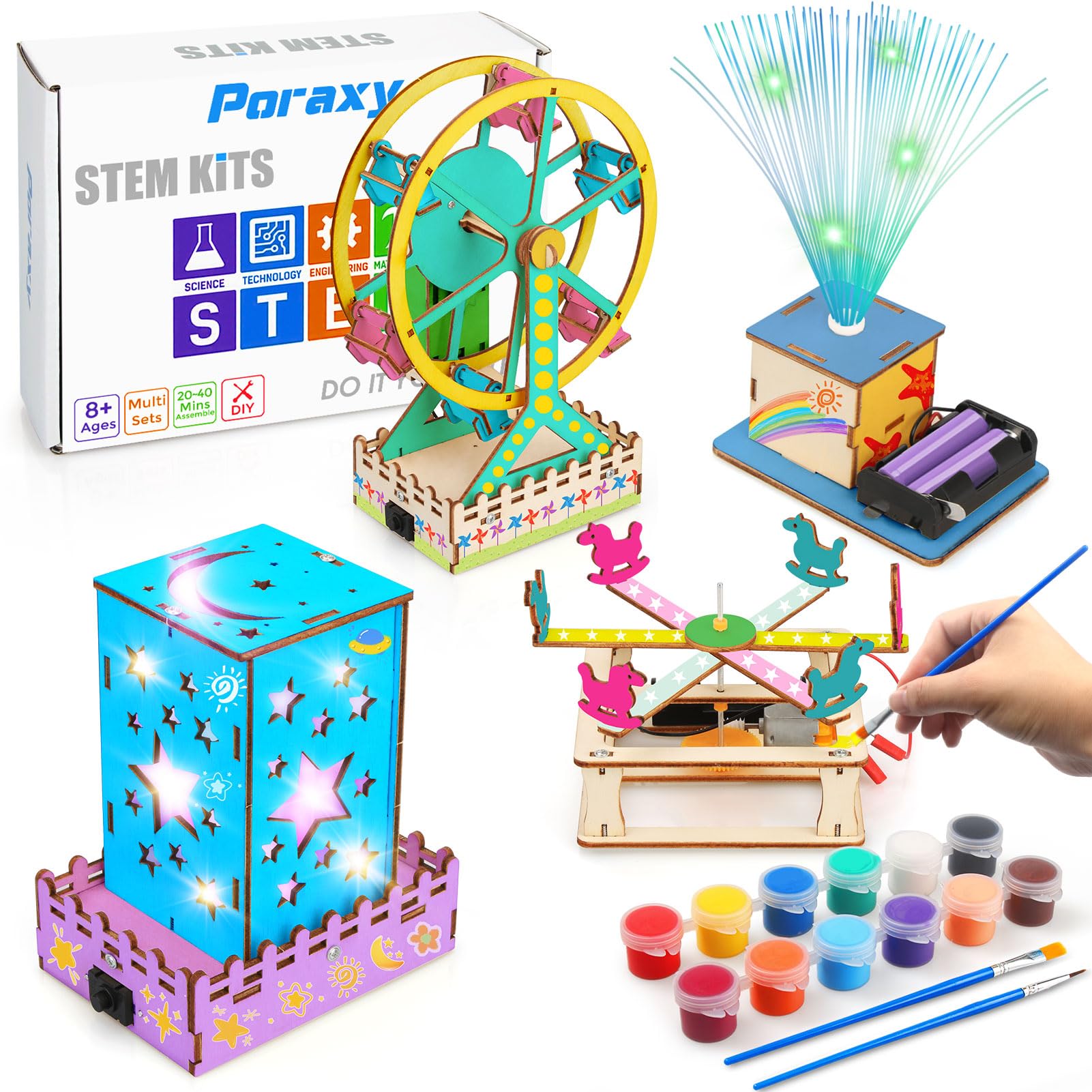 Mua Poraxy 4 in 1 STEM Kits for Kids Ages 5-7 8-10-12, 3D Wooden ...