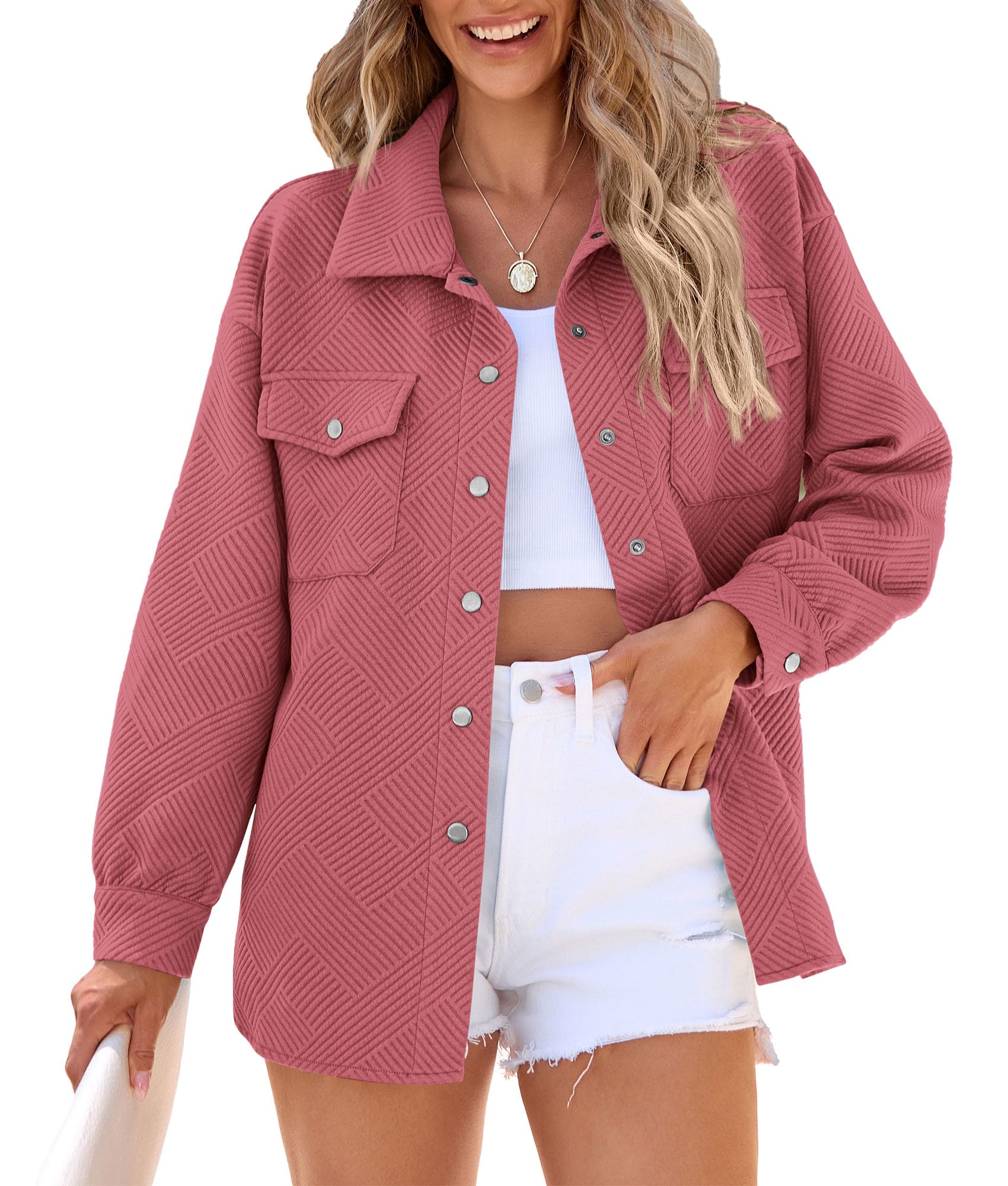 PRETTYGARDEN Women's Oversized Shacket Jackets Spring Fall Fashion ...
