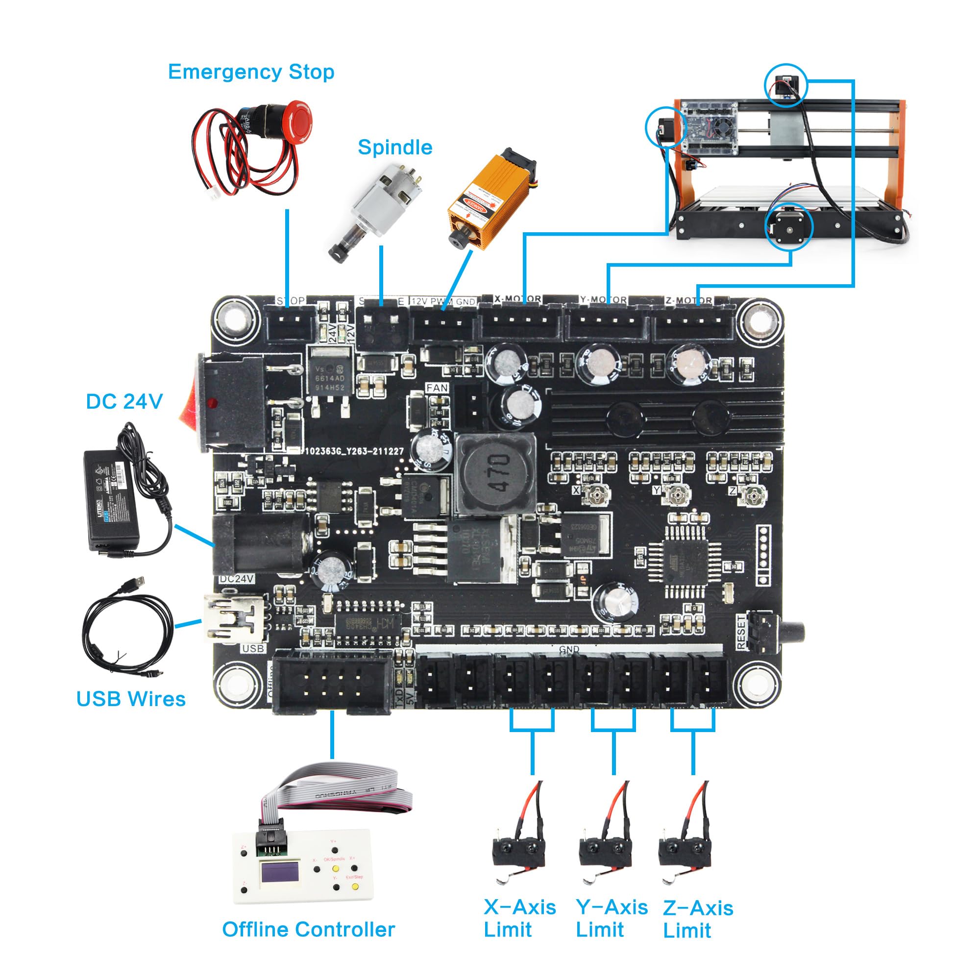 Mua RATTMMOTOR Upgrade 3018-PRO CNC Wood Router Machine Kit 3 Axis GRBL ...