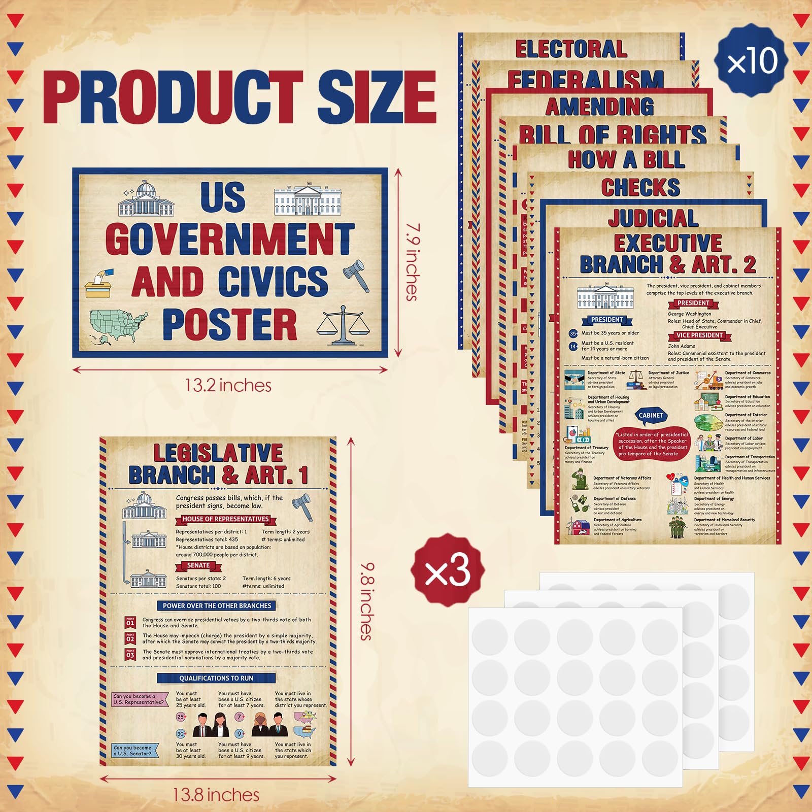 Mua Pasimy 10 Pcs US Government Posters Social Studies Bulletin Board ...
