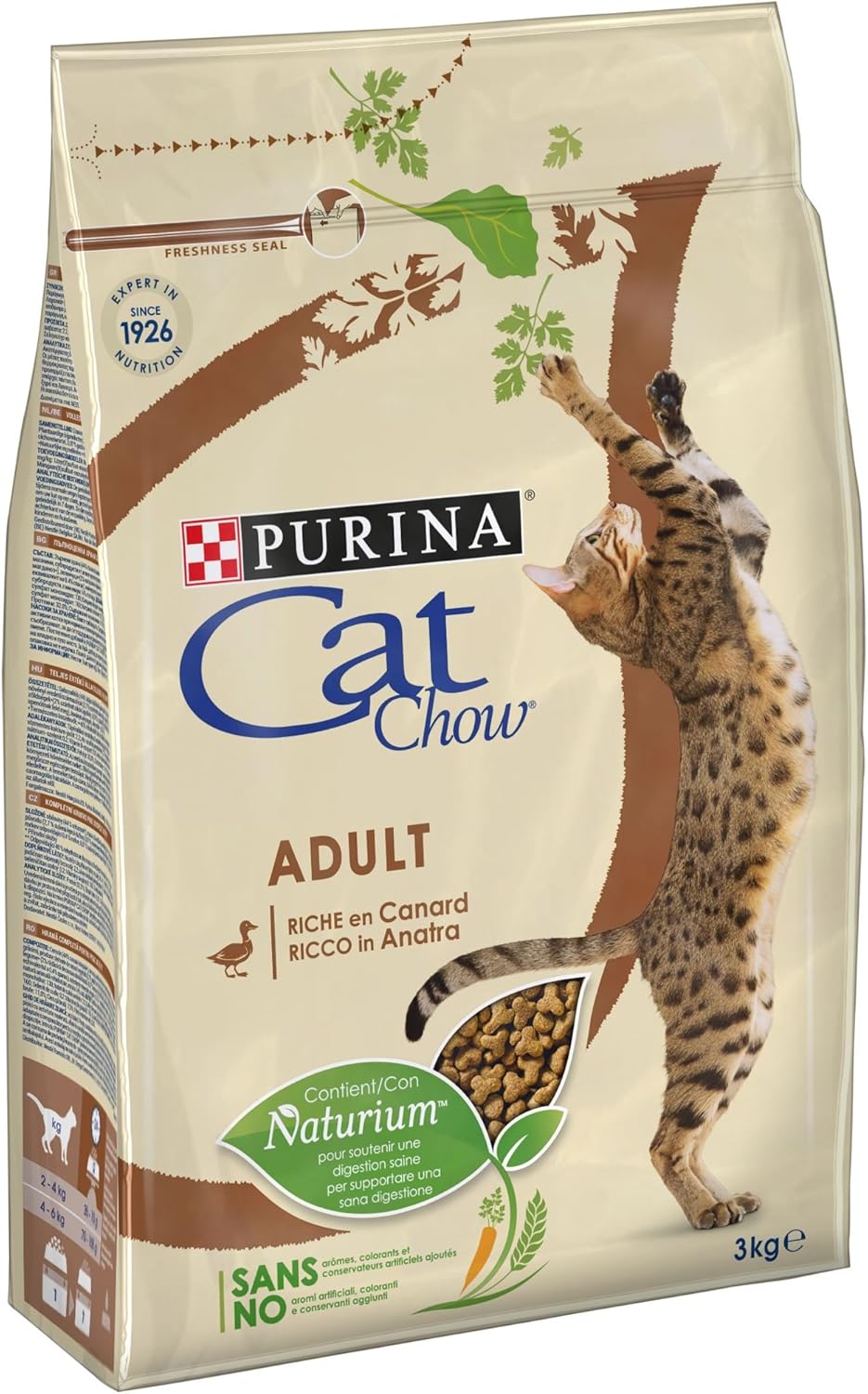 CAT CHOW Croquettes avec Naturiumtm Riche en Canard pour Chat Adulte 3 ...