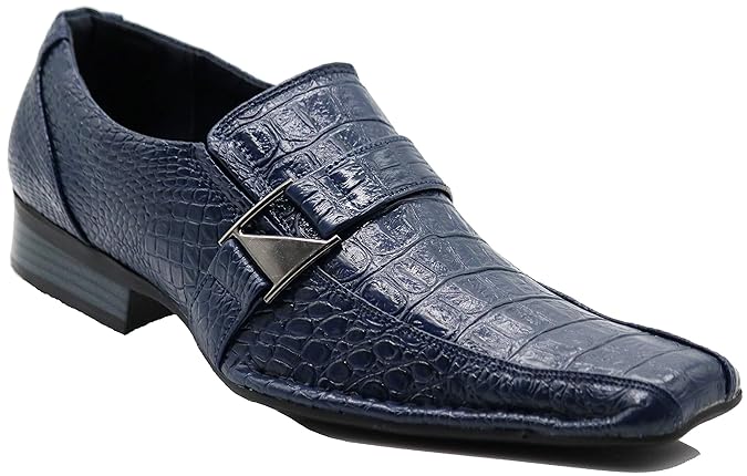 Buy Enzo Romeo Santcro Men's Dress Crocodile Print Loafers Elastic Slip ...
