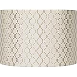 Off-White with Silver Circles Medium Drum Lamp Shade 15" Top x 16 ...