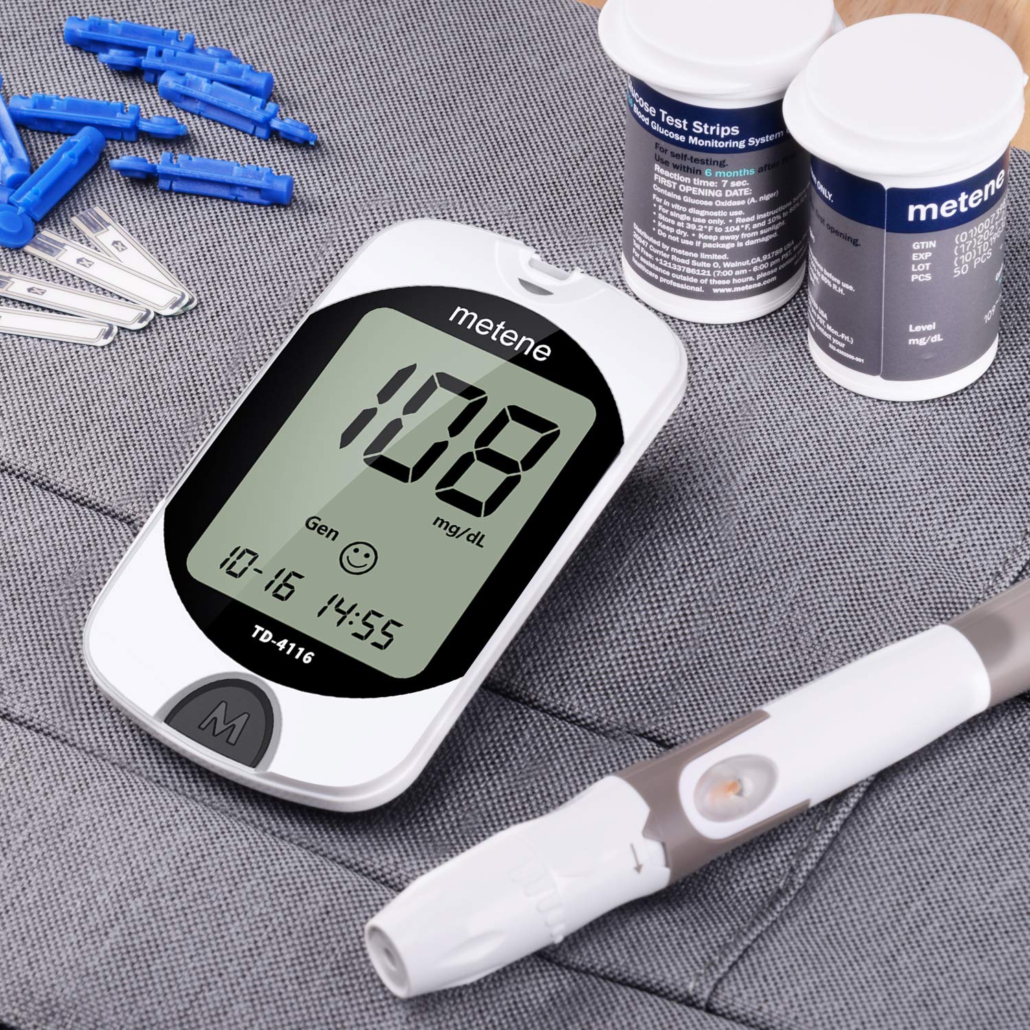 Metene TD 4116 Diabetes Testing Kit 50 Glucometer Strips 50 Lancets