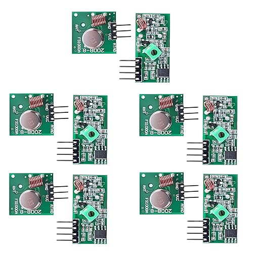 PAMEENCOS 5 Sets 433Mhz RF Transmitter Receiver Transmitter Receiver ...