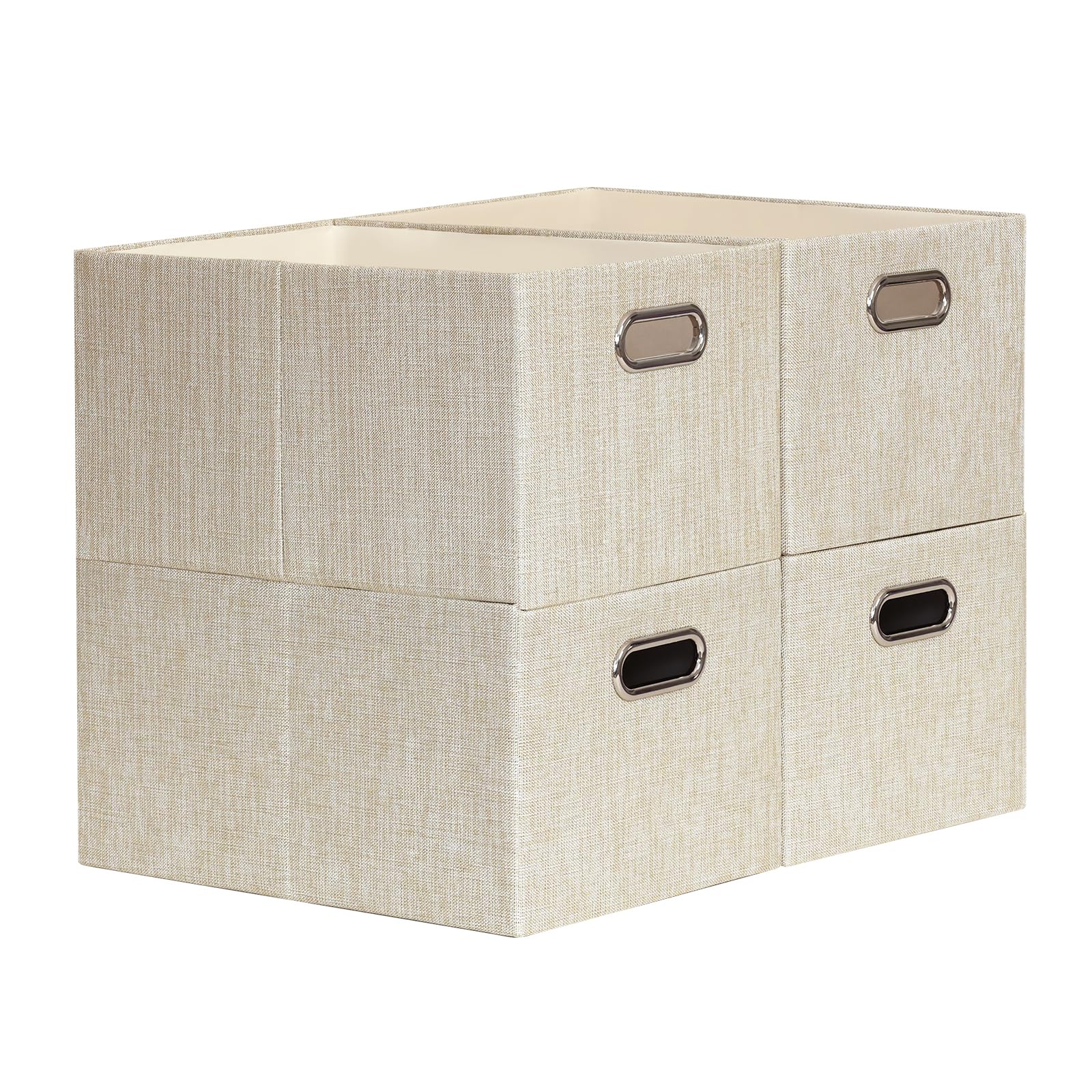 ORGMASTER Collapsible Storage Bins Fabric, Rectangle Baskets Linen ...