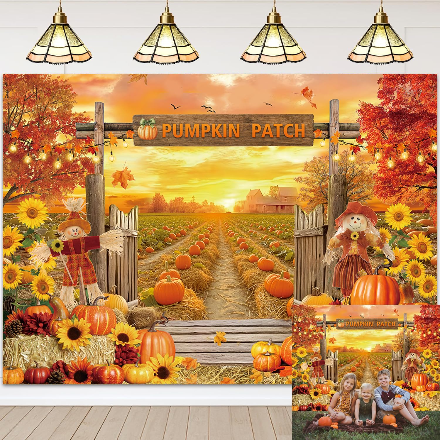Fall Pumpkin Patch Backdrop Autumn Harvest Pumpkin Field Photography ...