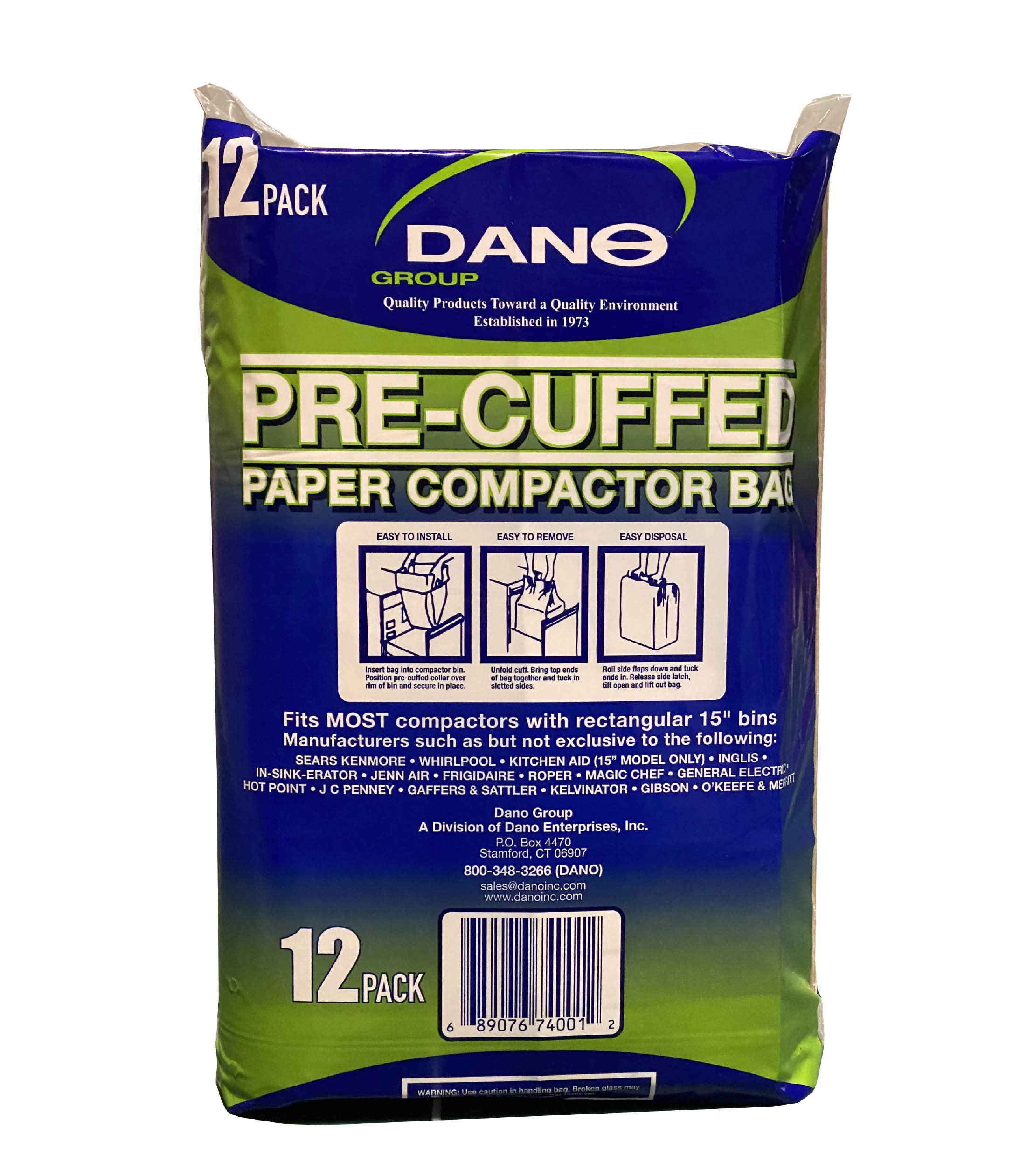 Catchers Bag Dano Pre-Cuffed Compactor Bags (12 Pack) - Precuffed ...