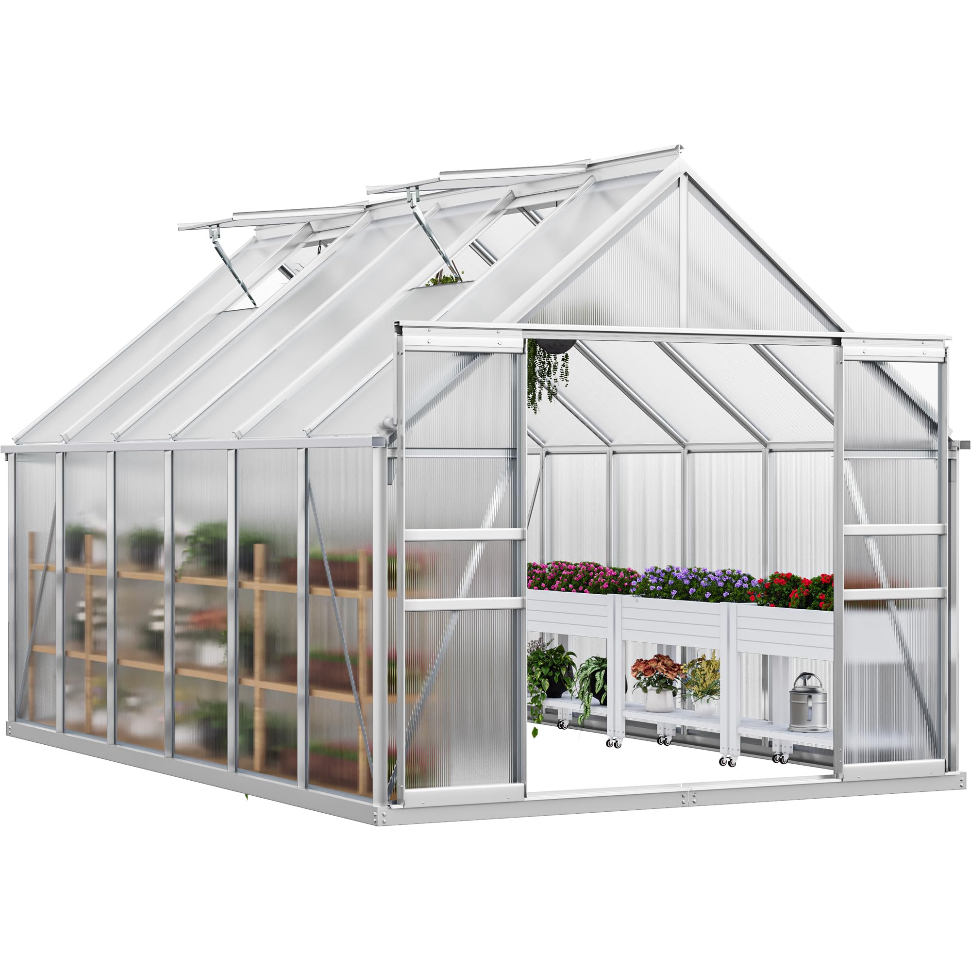YITAHOME 12x8FT Polycarbonate Greenhouse Large Heavy Duty Green Houses ...