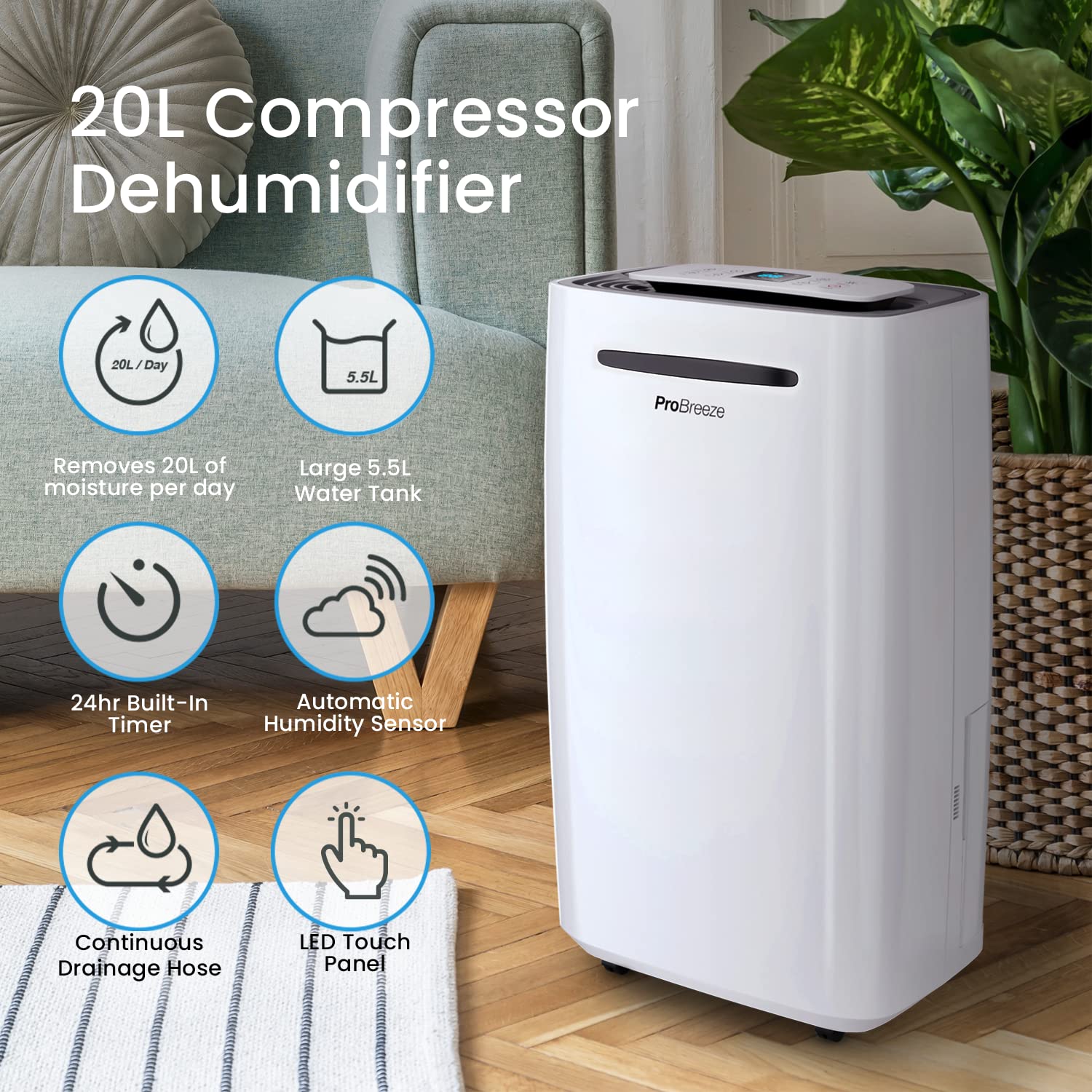 Mua Pro BreezeÂ® 20L/Day Dehumidifier with Digital Humidity Display ...