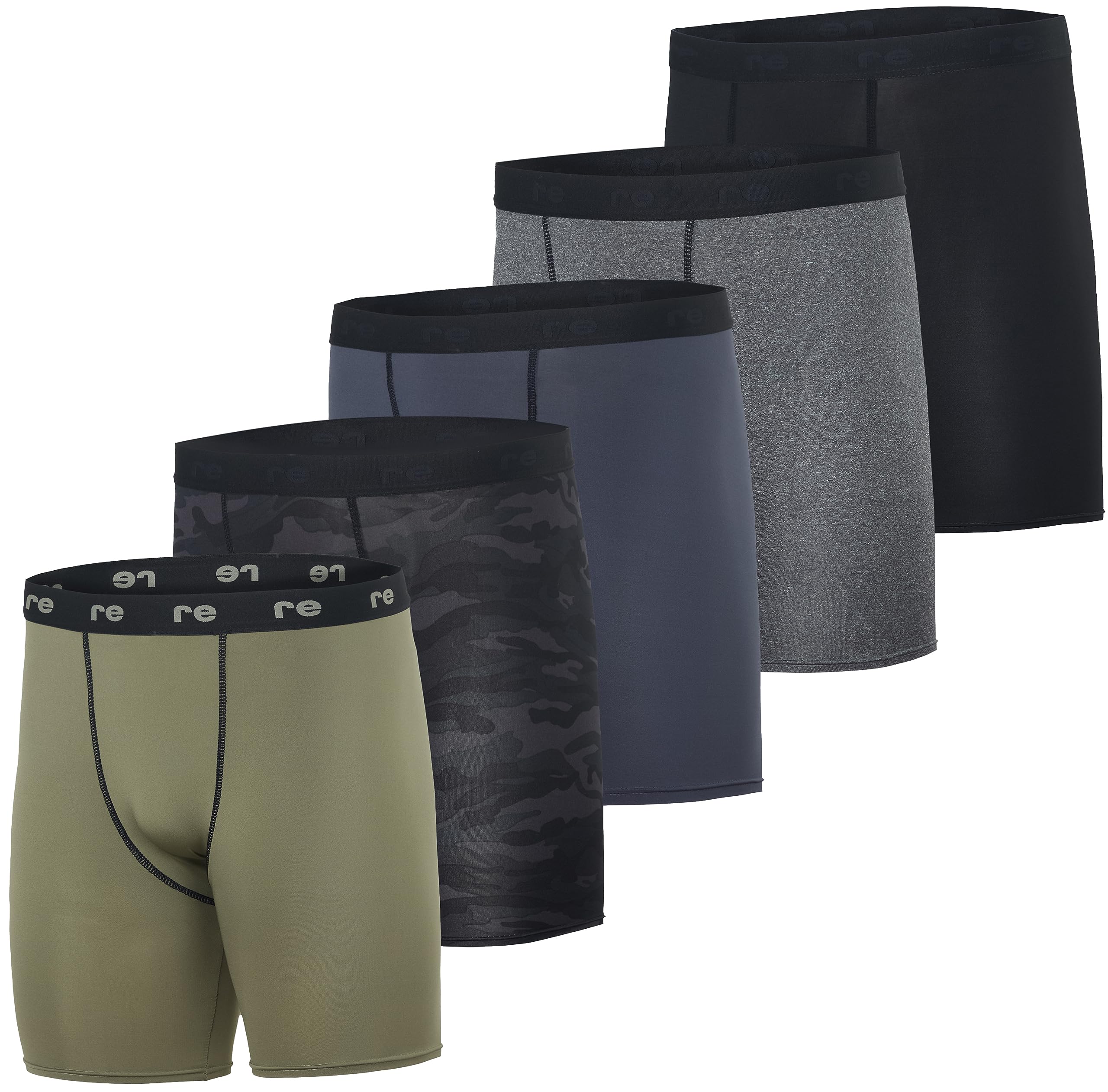 5 Pack: Mens Compression Short Biker Shorts for Men Cool Spandex Sports ...