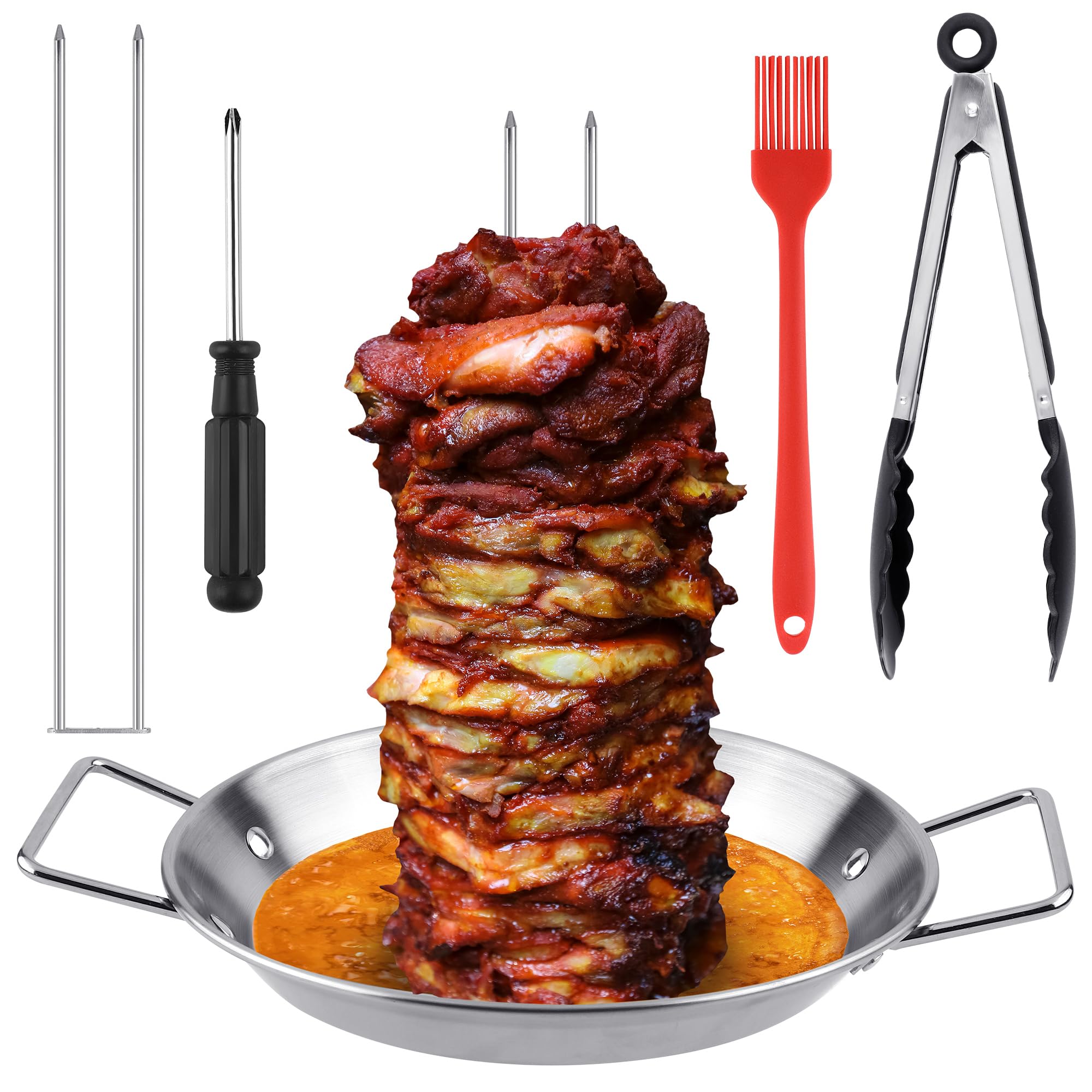 Elcoho Al Pastor Skewer for Grill BBQ Vertical Skewer Pan with Spikes ...