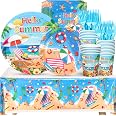 Amazon.com: Atonofun Beach Paper Plates, Beach Plates and Napkins Party ...