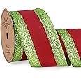 Amazon.com: Ribbli Lime and Red Wired Ribbon Red Satin with Lime Green ...