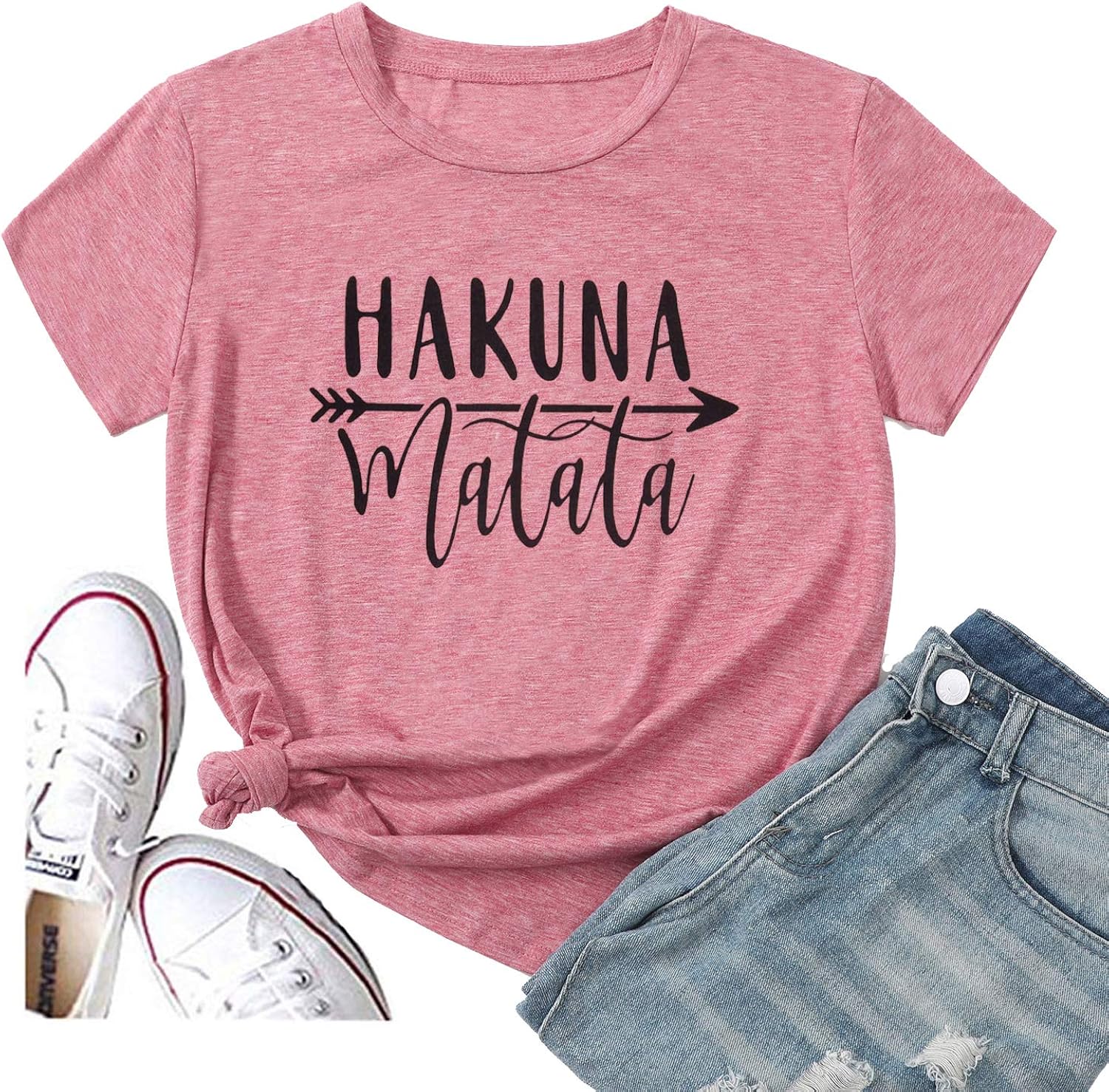 Women's Hakuna Matata Shirt Short Sleeve Graphic Tees Funny Summer Love ...