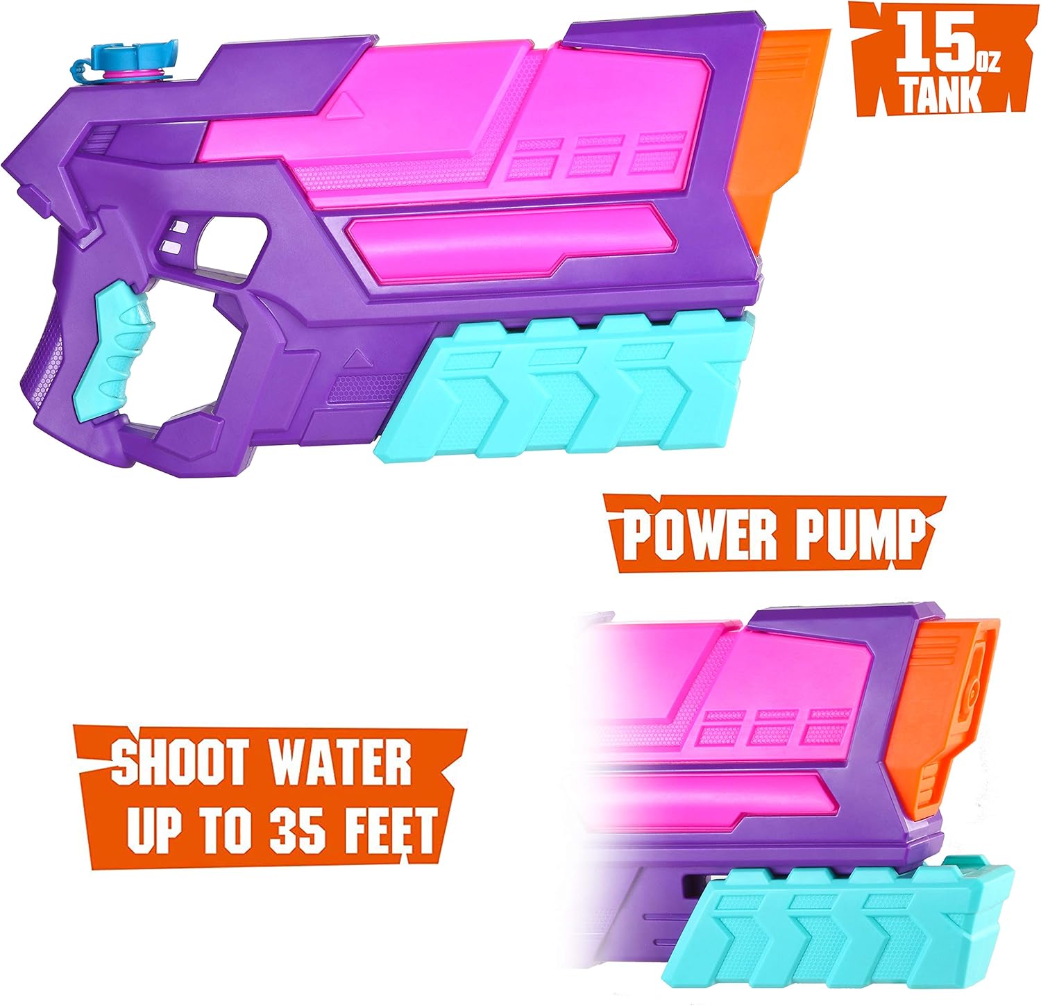 JOYIN Pink Aqua Phaser High Capacity Purple Water Gun Super Water ...