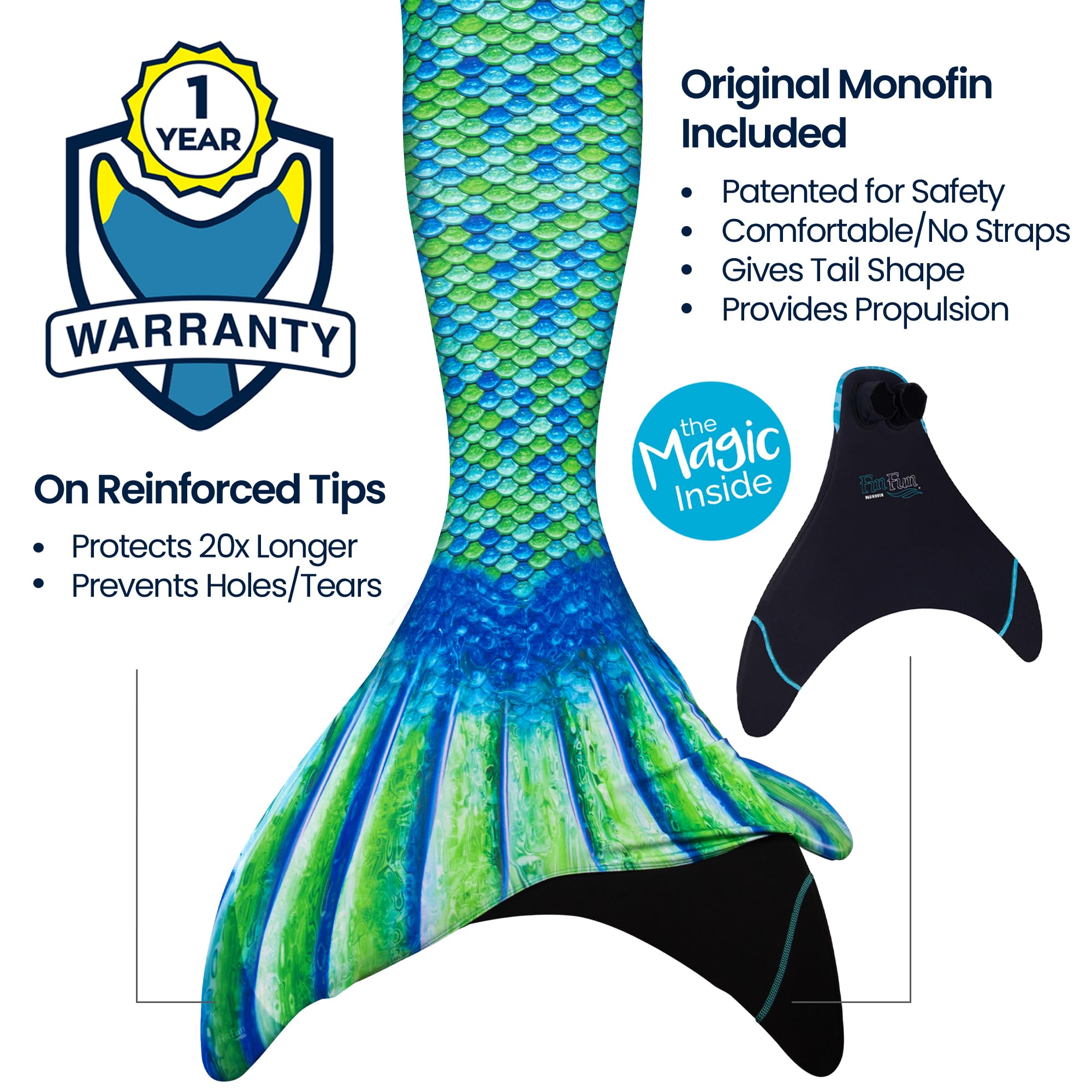 Mermaid Tails For Girls Swimming DNFUN Mermaid Tail Swim Set For Girls ...