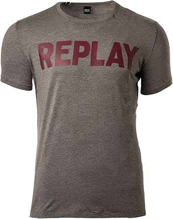Amazon.com: Replay Men's T-Shirt, Round Neck, Logo Print, Cotton, S-XXL ...