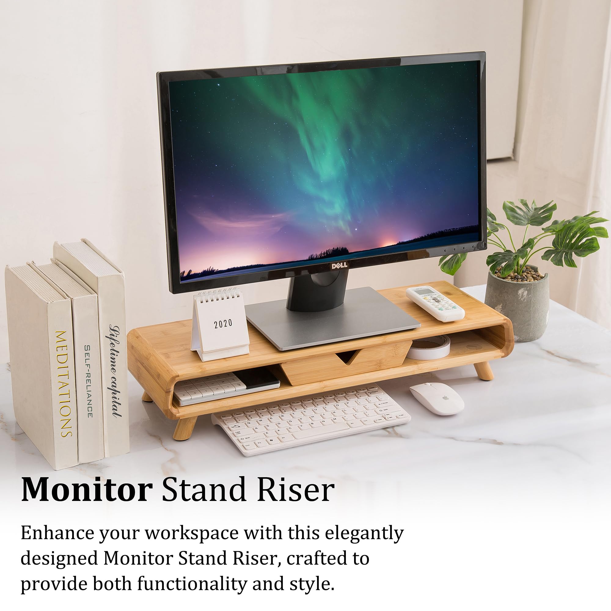 Mua Homerays Bamboo Monitor Stand Riser, No Assembly Required Exquisite ...