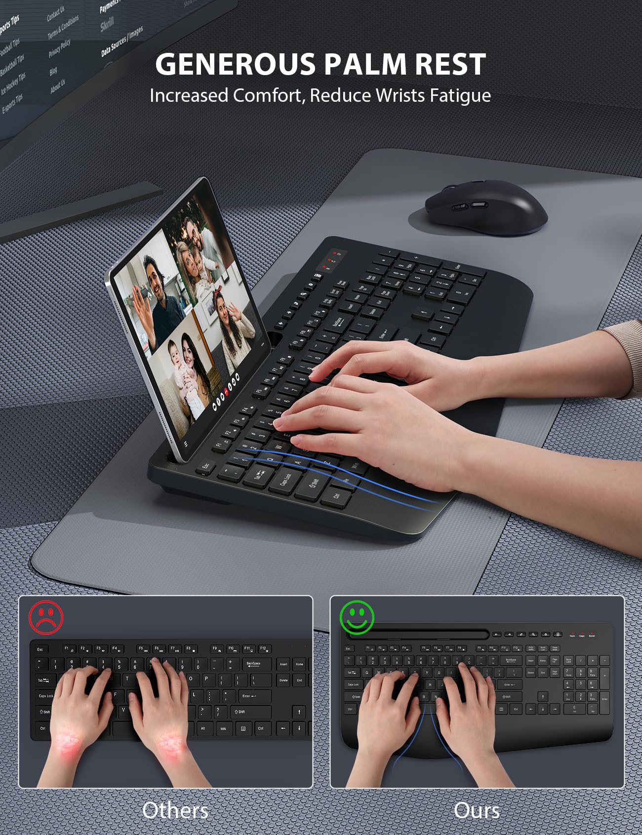 Mua Wireless Keyboard and Mouse Combo - Full-Sized Ergonomic Keyboard ...