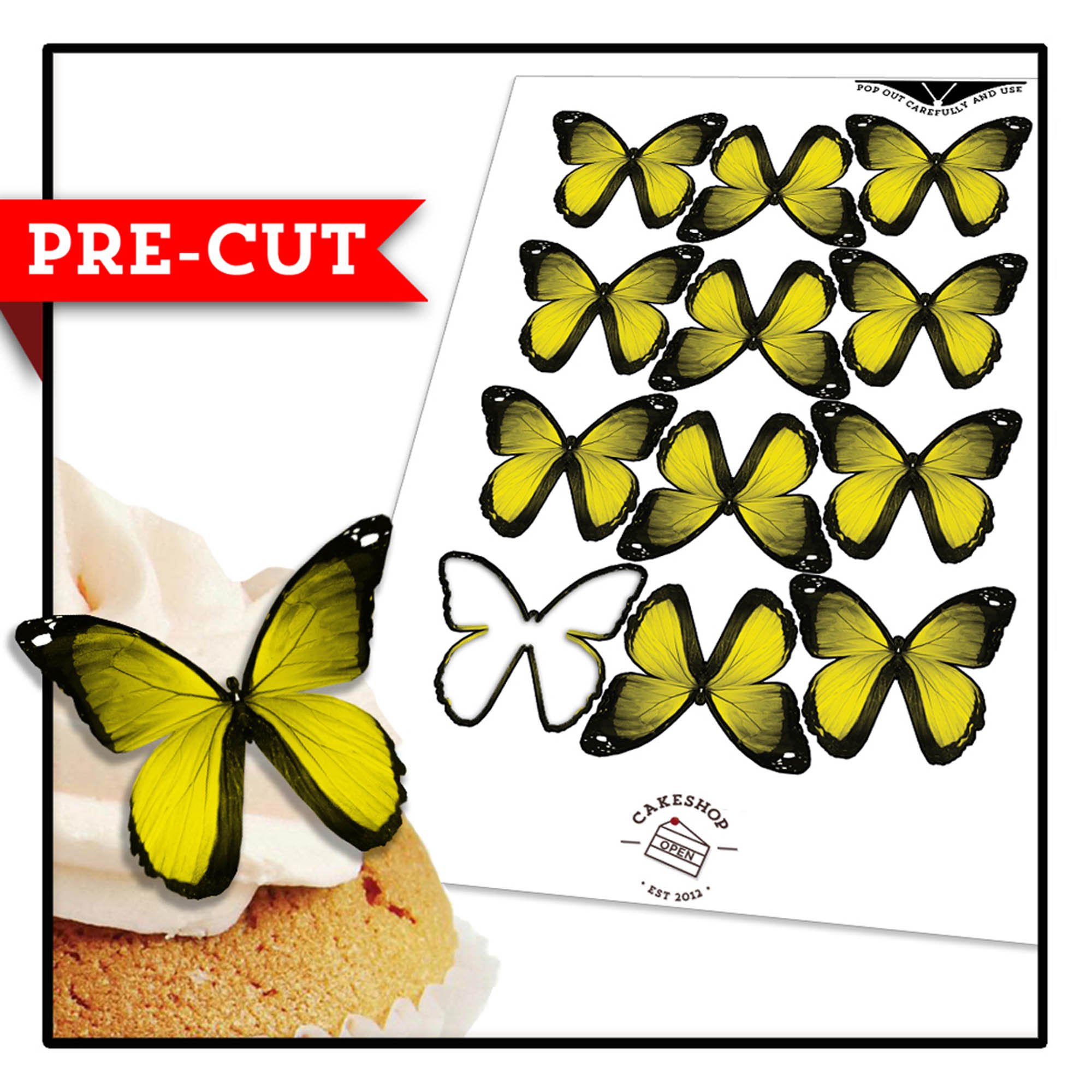 Cakeshop 12 X Pre Cut Yellow Edible Butterfly Cake Toppers | Desertcart ...