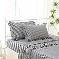 Amazon.com: K MASANIJI Black White Plaid Ruffle Sheets Twin Size 4 ...