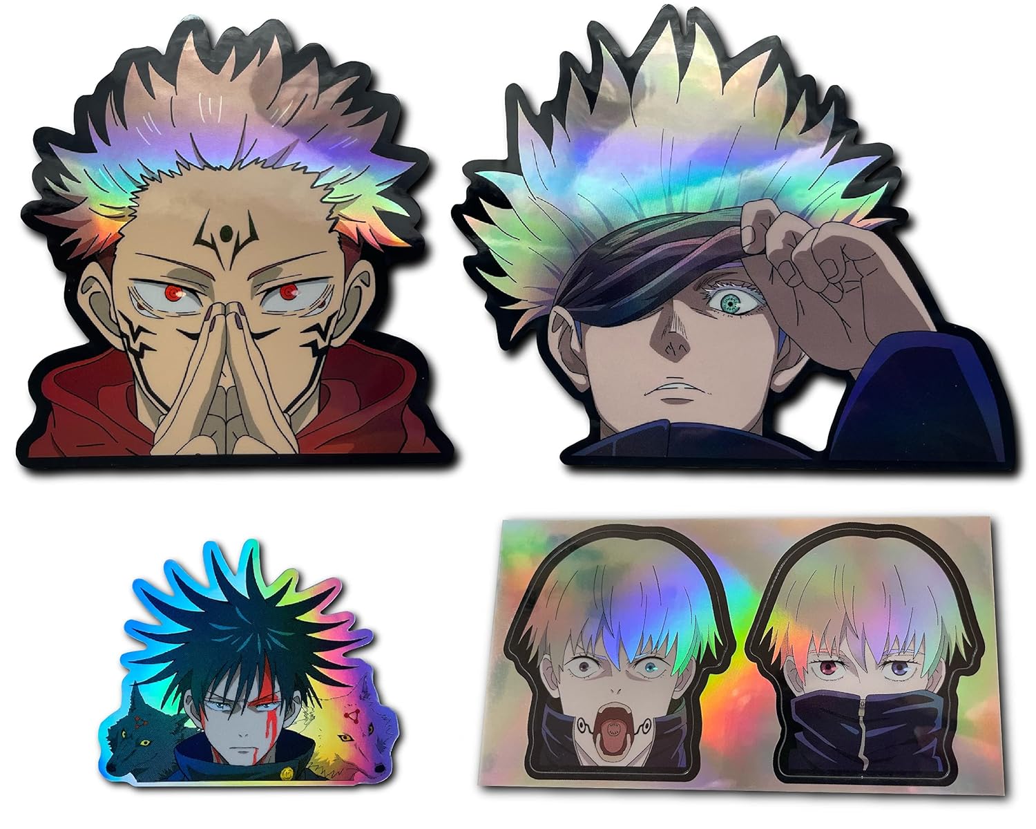 Holographic Jujutsu Kaisen stickers, Sukuna, Gojo, Megumi, Nobara, Yuji ...