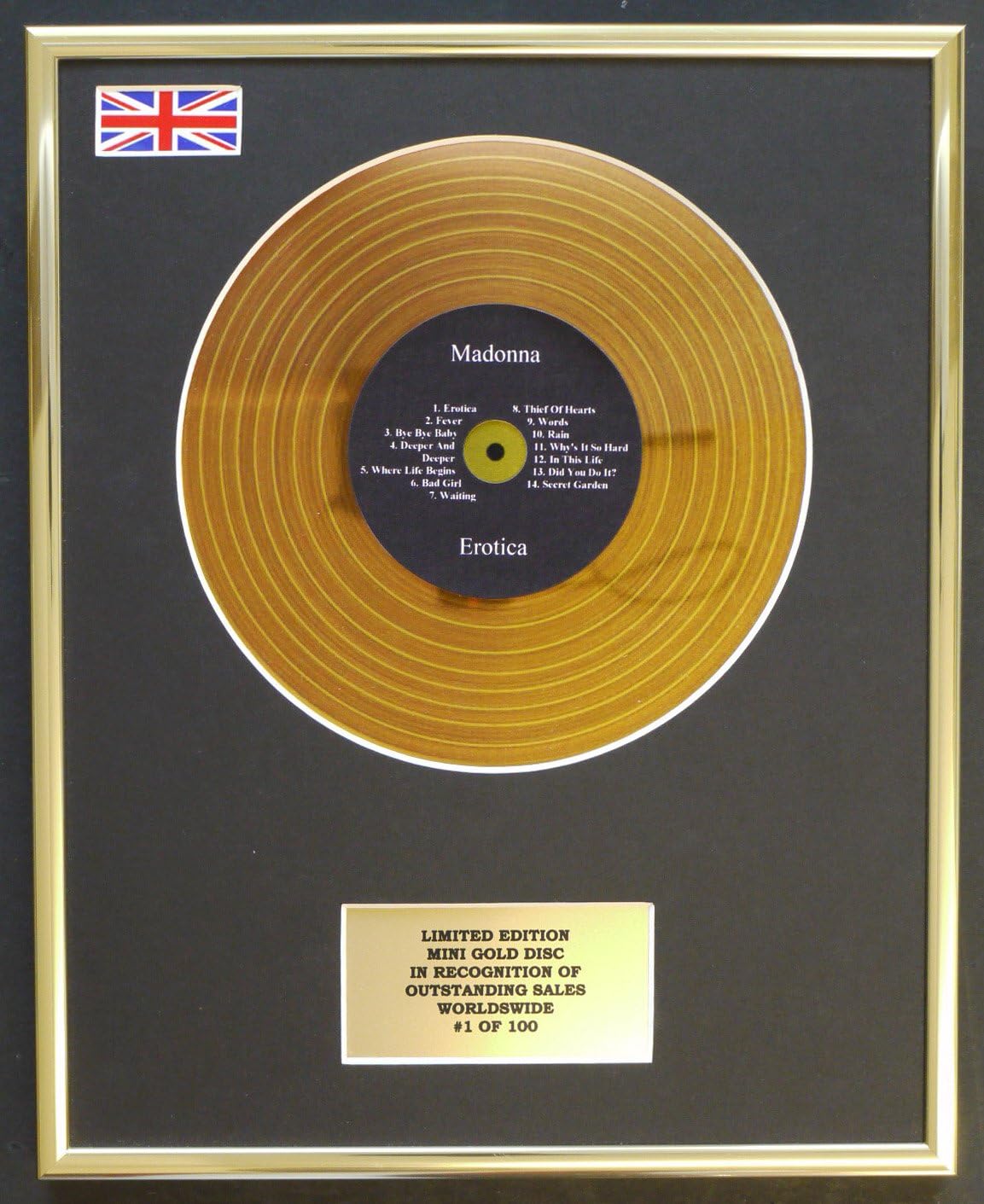 Limited Edition mini gold disc Display MADONNA/MINI GOLD DISC DISPLAY ...