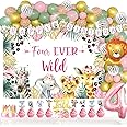 Amazon.com: Fiesec Four Ever Wild Birthday Decorations Girl, Jungle ...