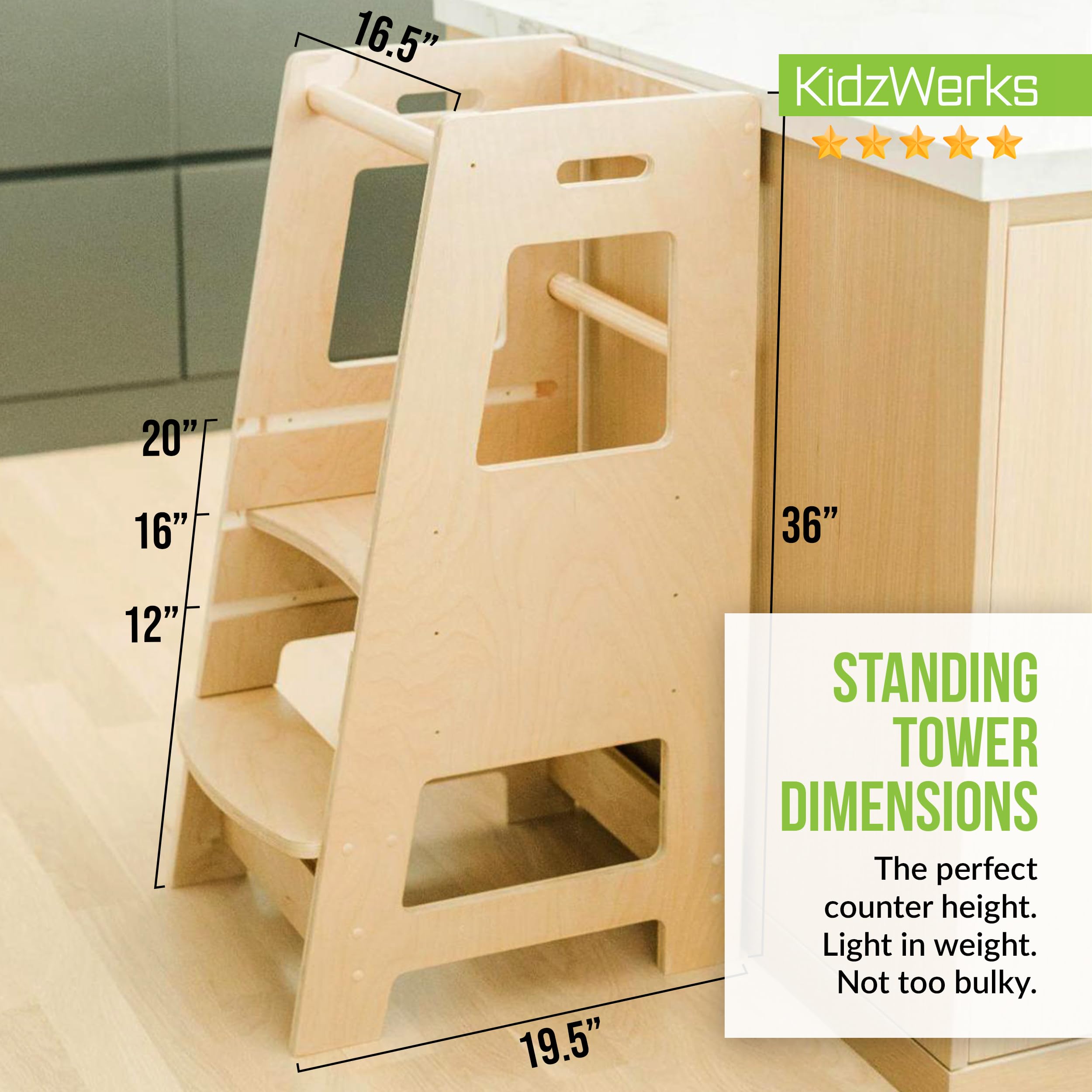 Mua KidzWerks Child Standing Tower Kids Kitchen Step Stool Toddler Wood ...