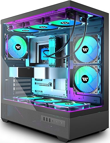KEDIERS G7 Pre-Installed 5 × 120mm PWM ARGB Fan, ATX Mid Tower PC Case, Computer case with ...