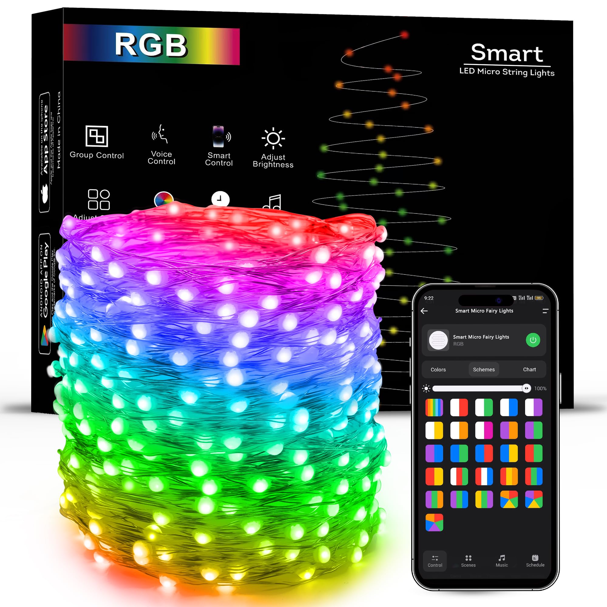 Brizled Smart Christmas Fairy Lights Pro, 66FT 200 LED RGB Color ...
