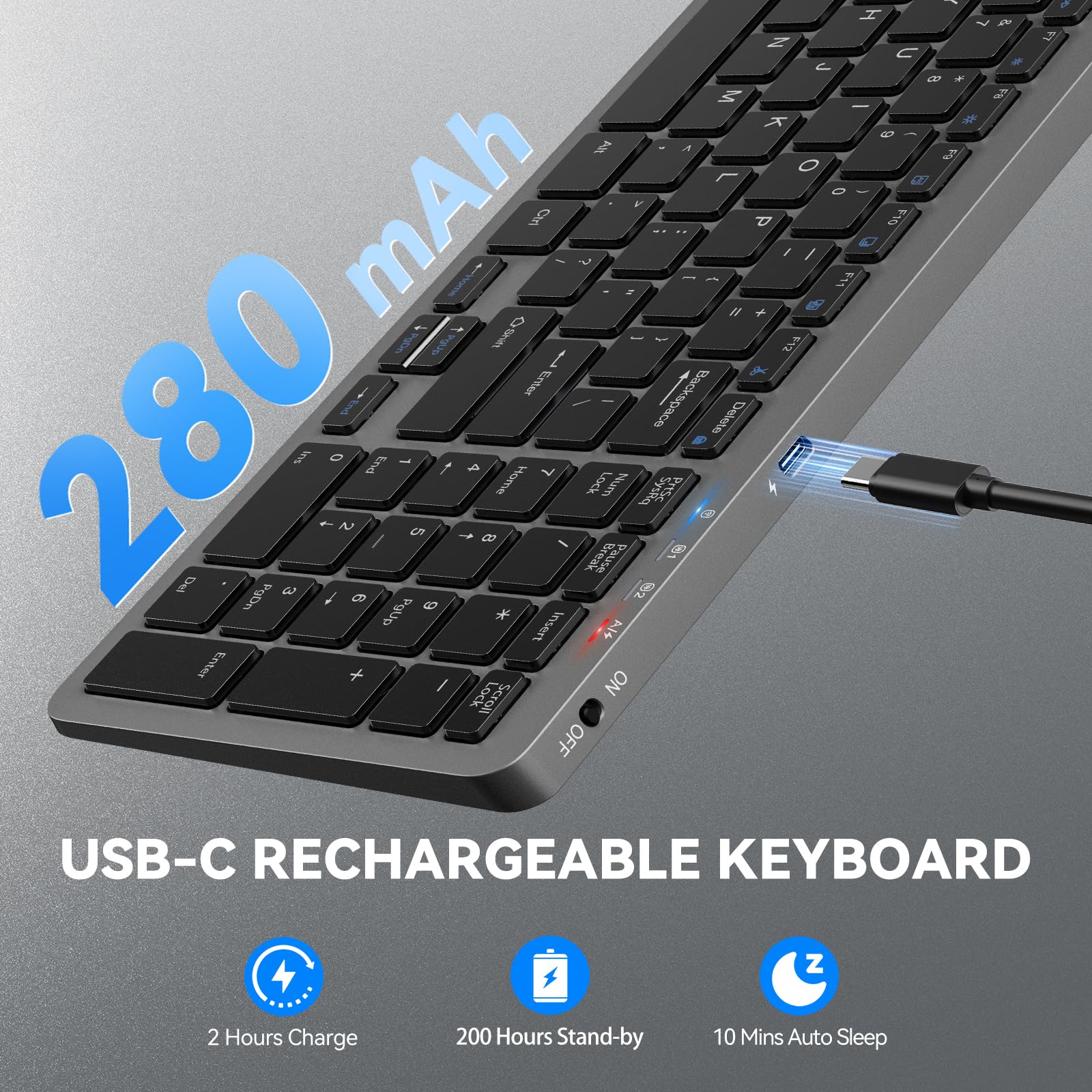 Mua TECKNET Wireless Bluetooth Keyboard Rechargeable - Ultra Slim 2.4G ...