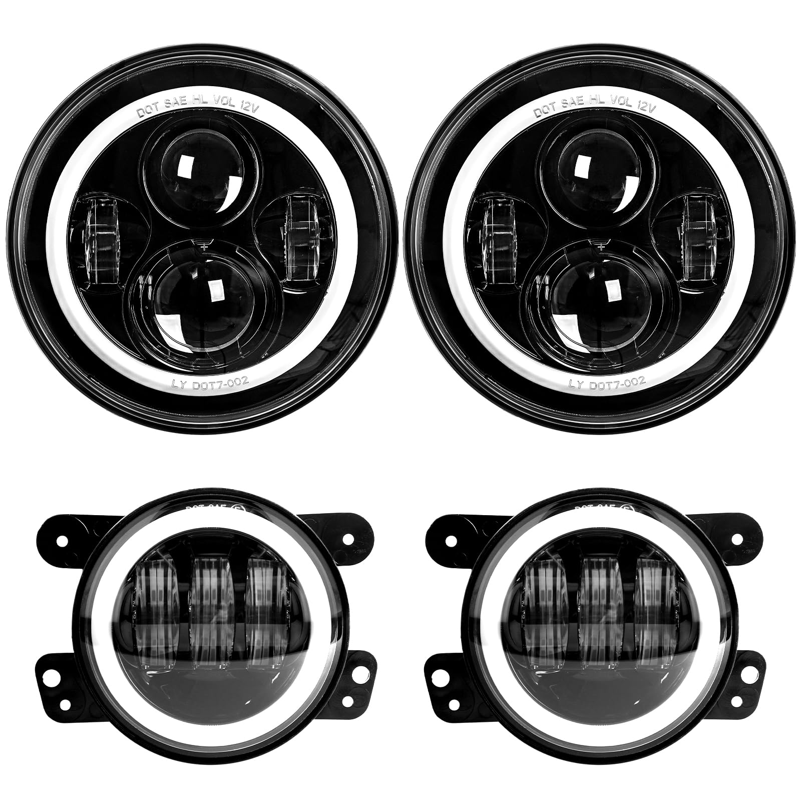 LX-LIGHT Dot Approved 7inch LED Headlights with White DRL/Amber Turn ...