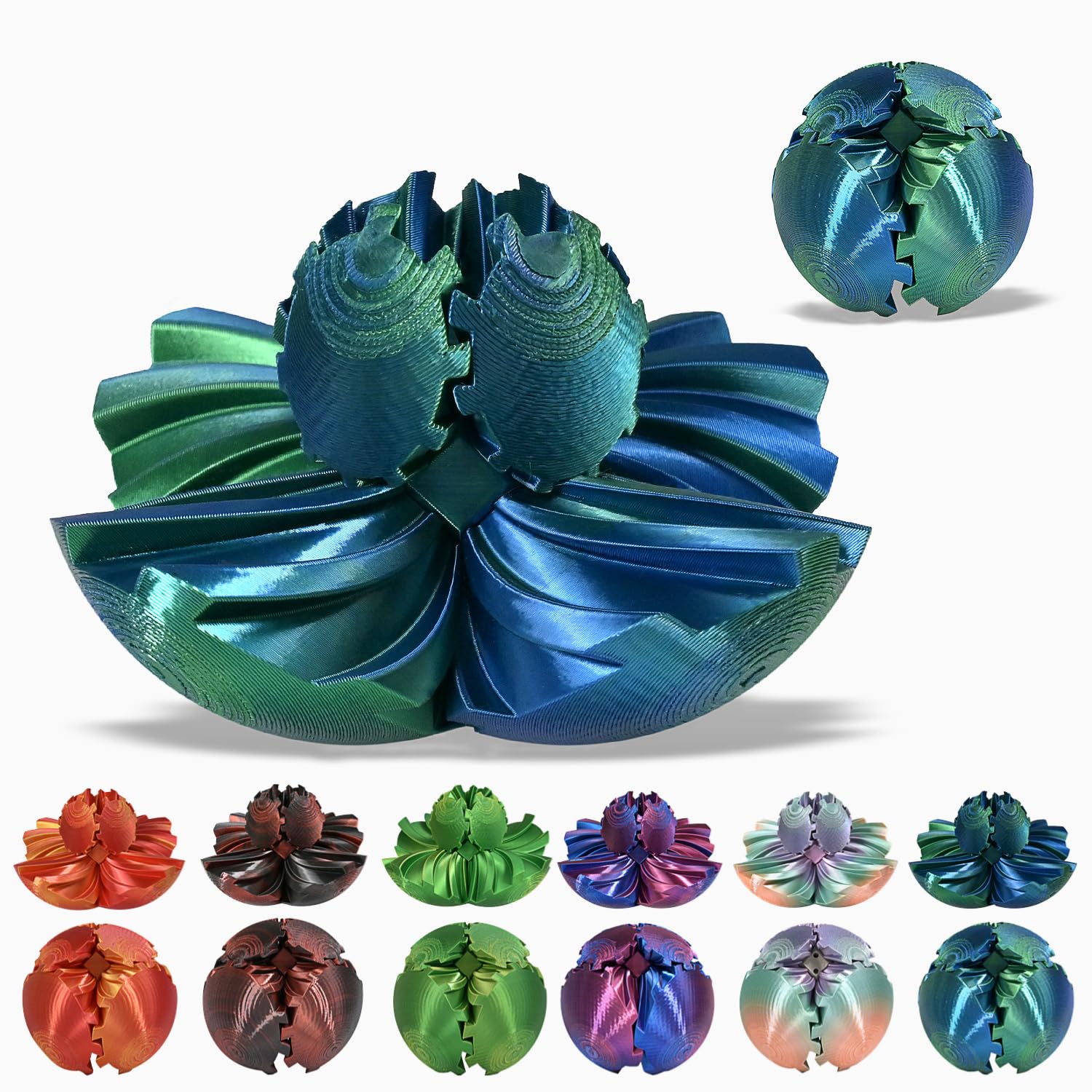 3D Printed Gear Ball, Gear Sphere Fidget Toy Stress Relief Toy for ADHD ...