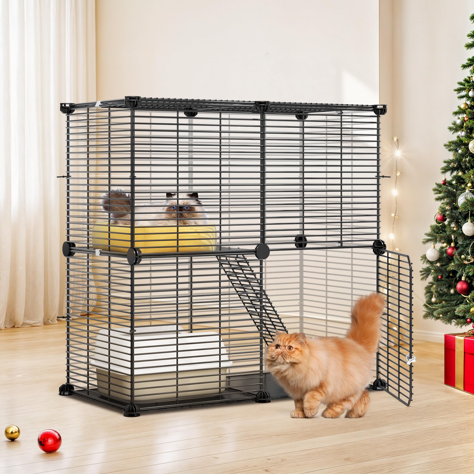 YITAHOME 2 Tier Kitten Cage, Indoor Cat Cage Versatile DIY Playpen for ...