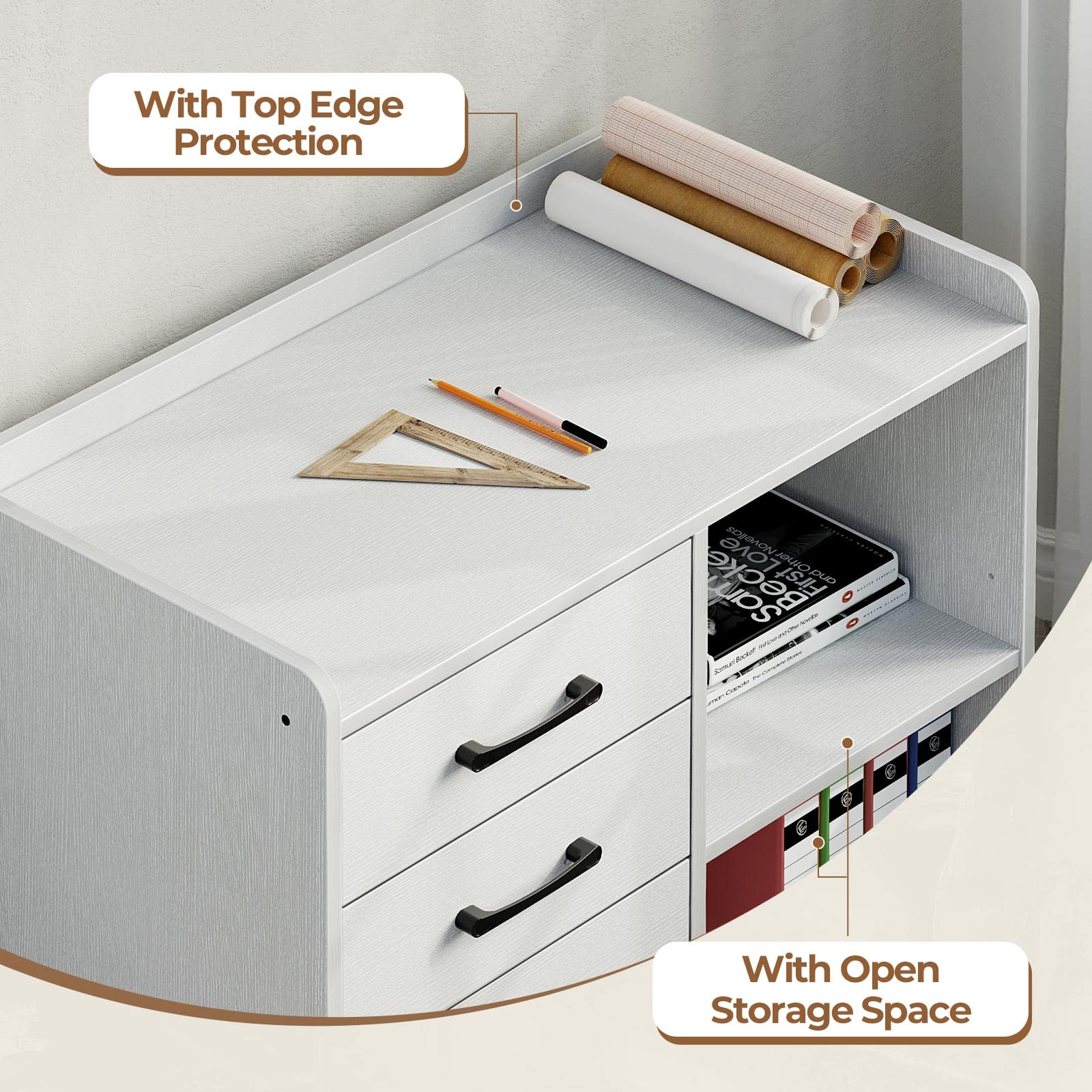 Mua Rolanstar File Cabinet 3-Drawers, Mobile Lateral Filing Cabinet ...