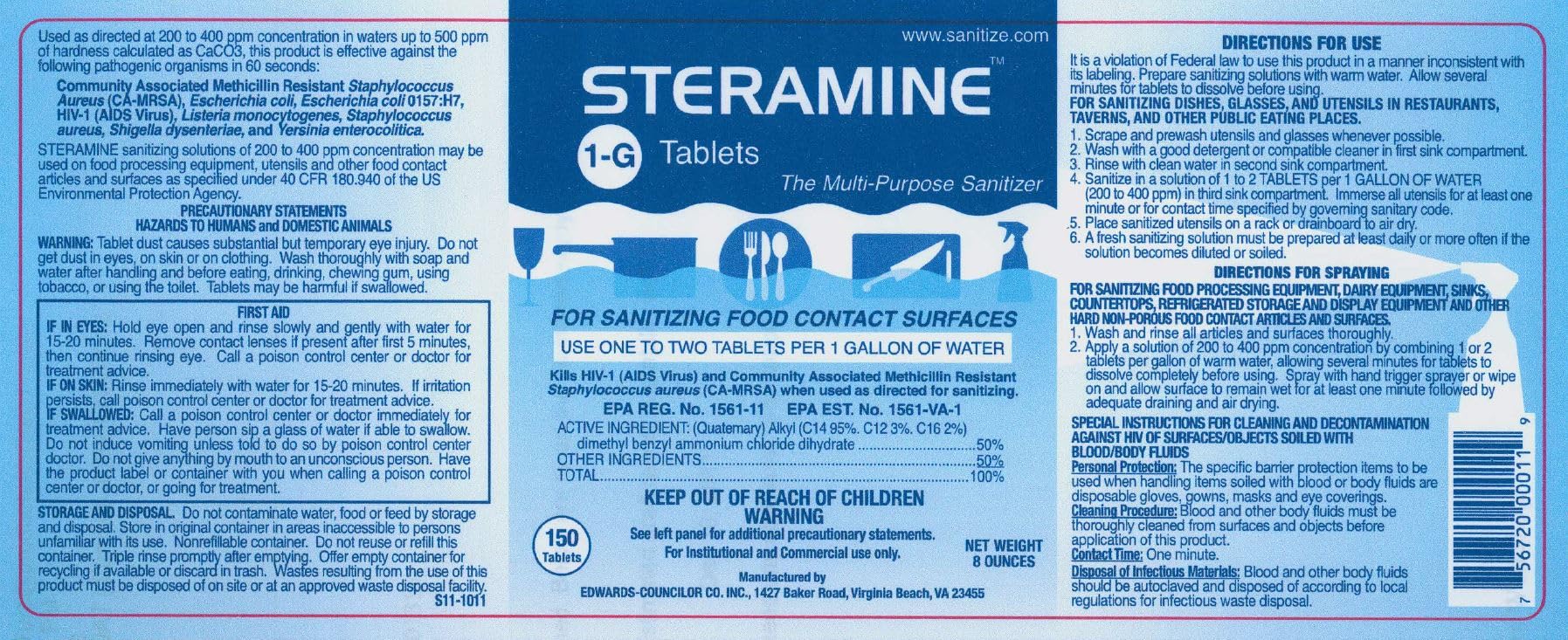 Mua Steramine Sanitizer Tablets, Multi Purpose Sanitizing Tablets for ...