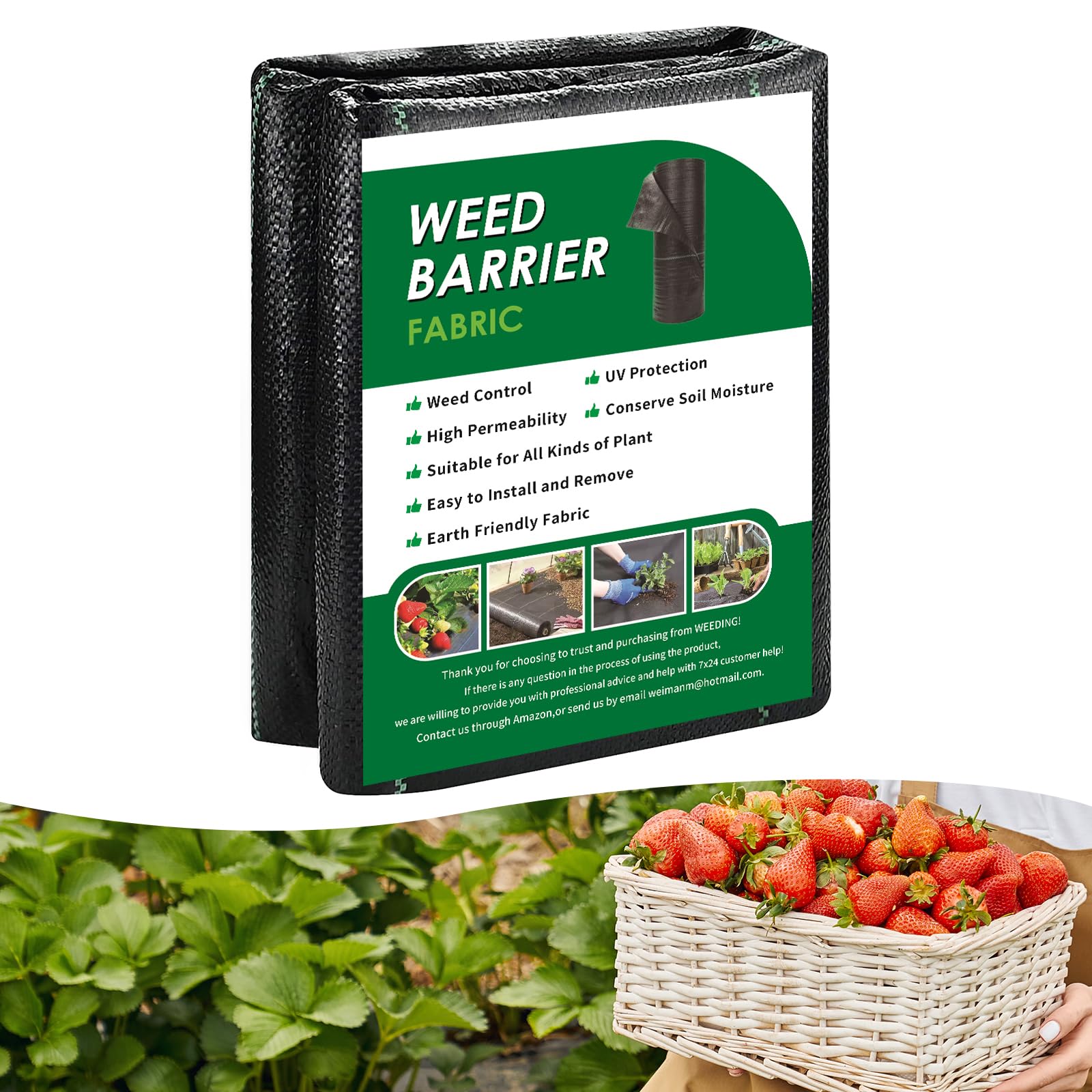 WEEDING 1.4FT x 50FT Weed Barrier Landscape Fabric Heavy Duty, 3.2oz ...