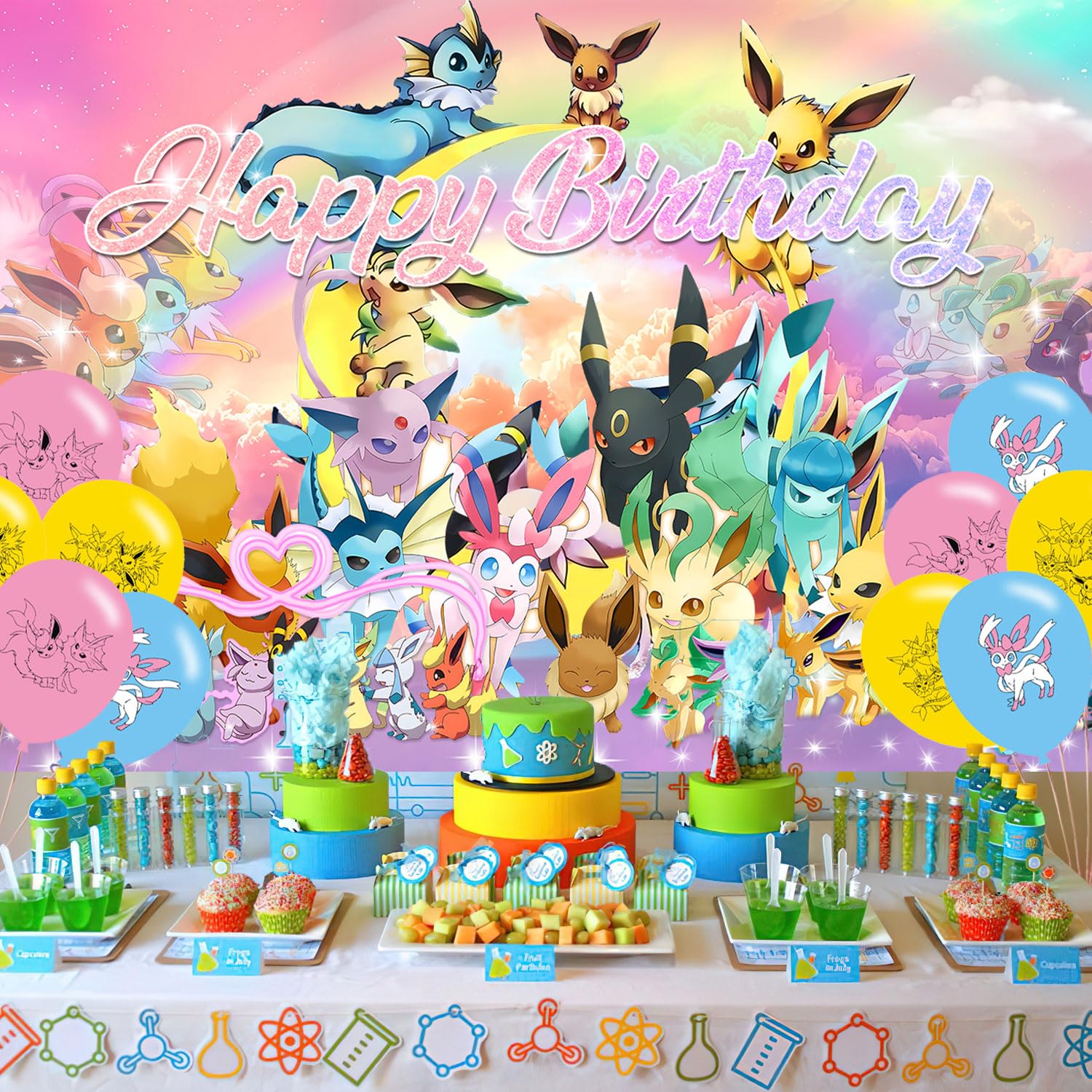 Mua Eevee Aesthetic Evolutions Birthday Party Backdrop Photo Background ...