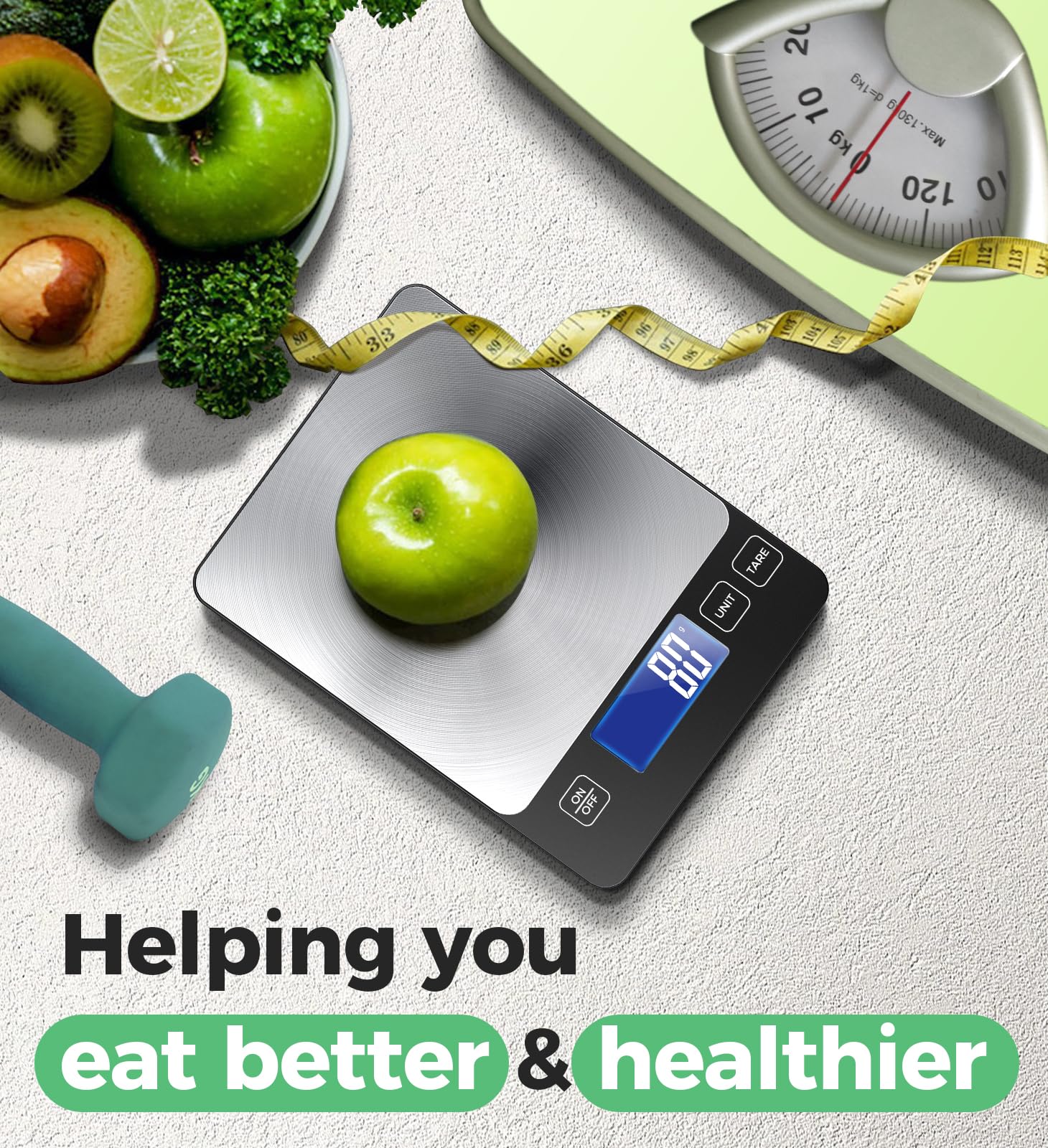 Mua 2 in 1 Digital Kitchen Scale for Meal Prep【Dual Power Mode, 33lb ...