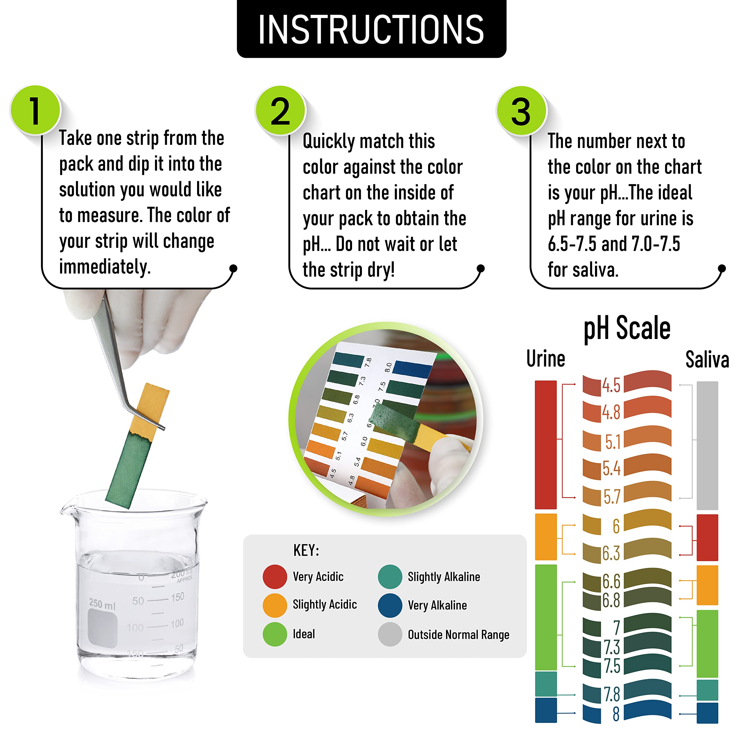 Mua Litmus pH Test Strips for Urine and Saliva Testing (pH 4.5-8.0 ...